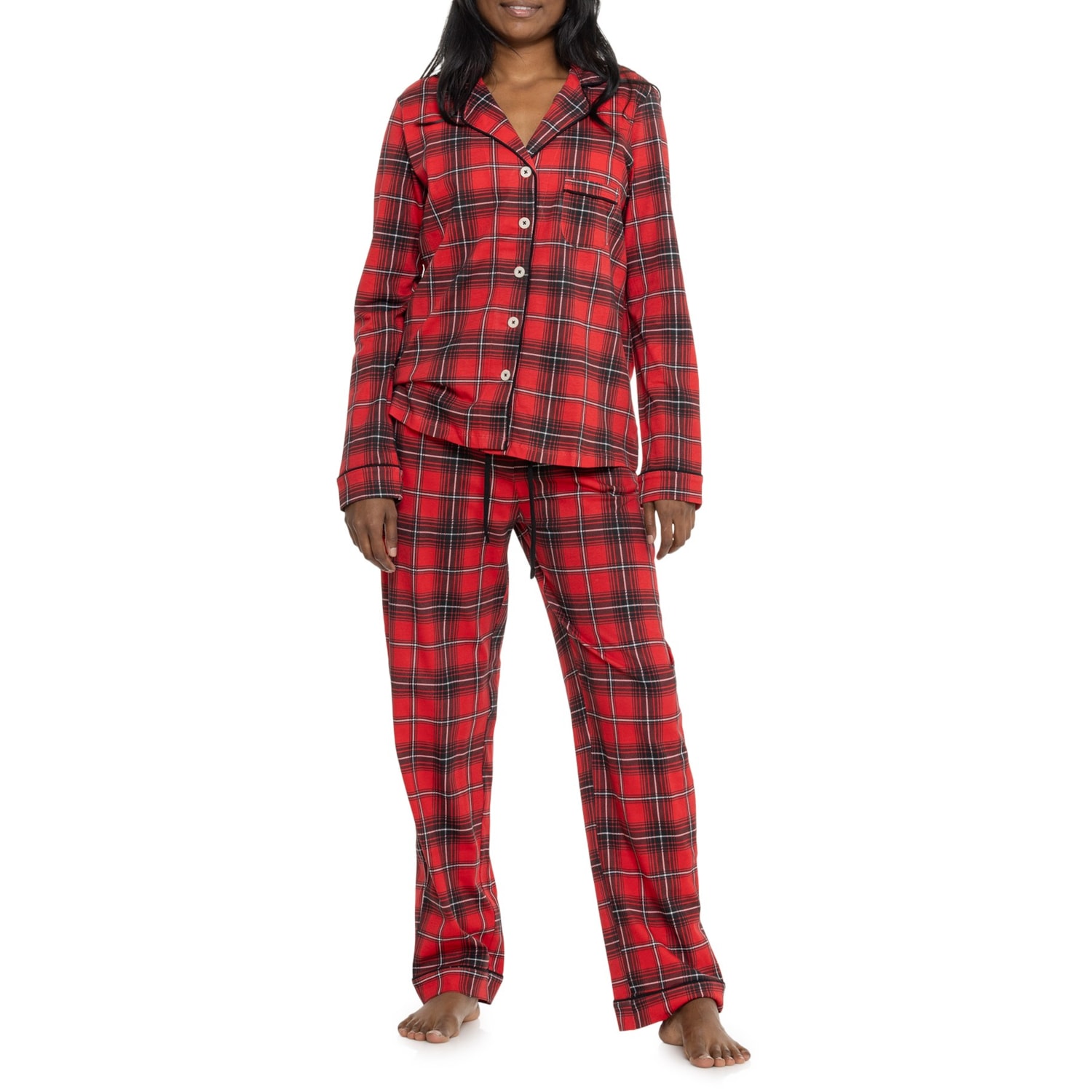 Poppy & Clay Holiday Plaid Notch Collar Pajamas - Organic Cotton, Long ...