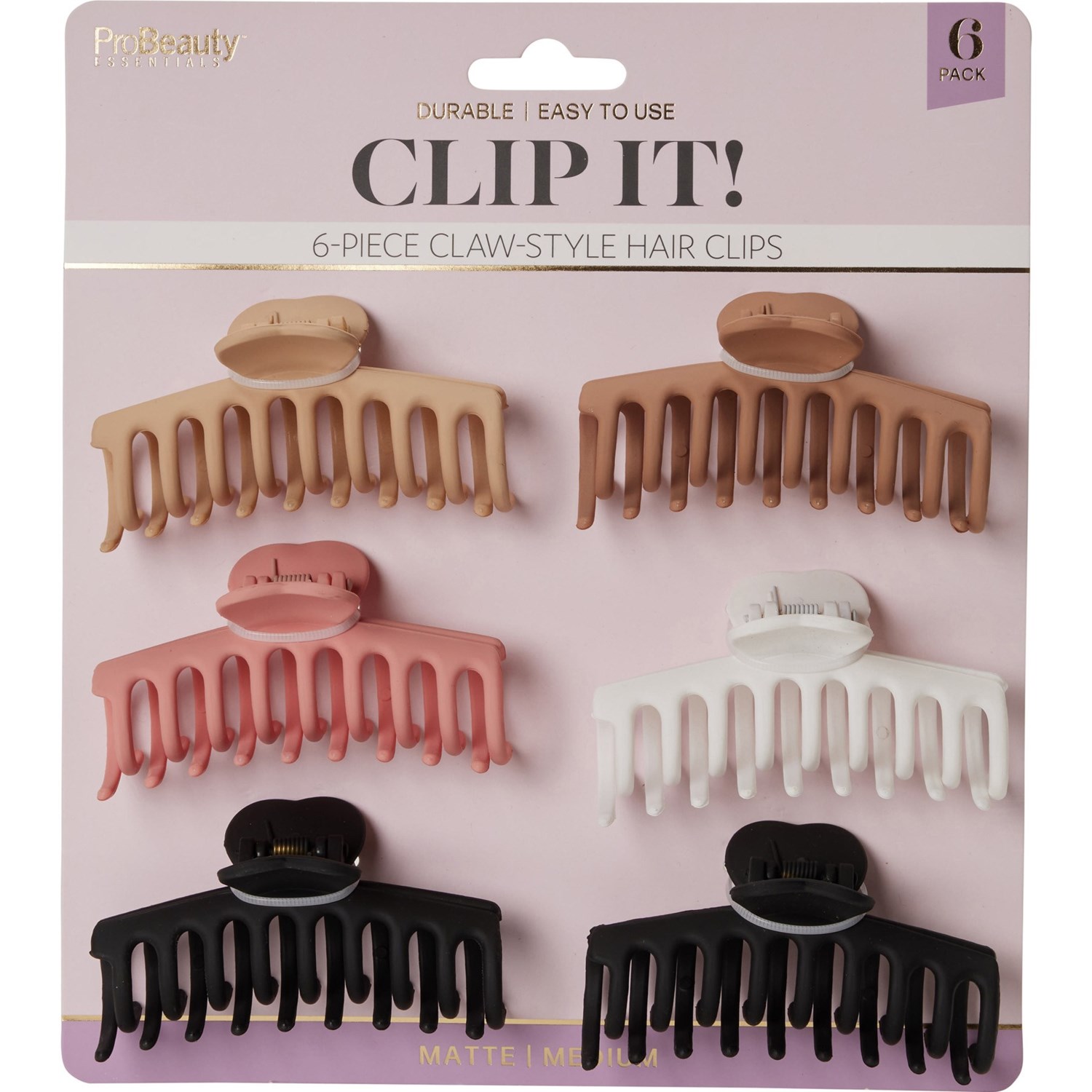 PRO BEAUTY ESSENTIALS Medium Matte Hair Clips - 6-Pack - Save 33%