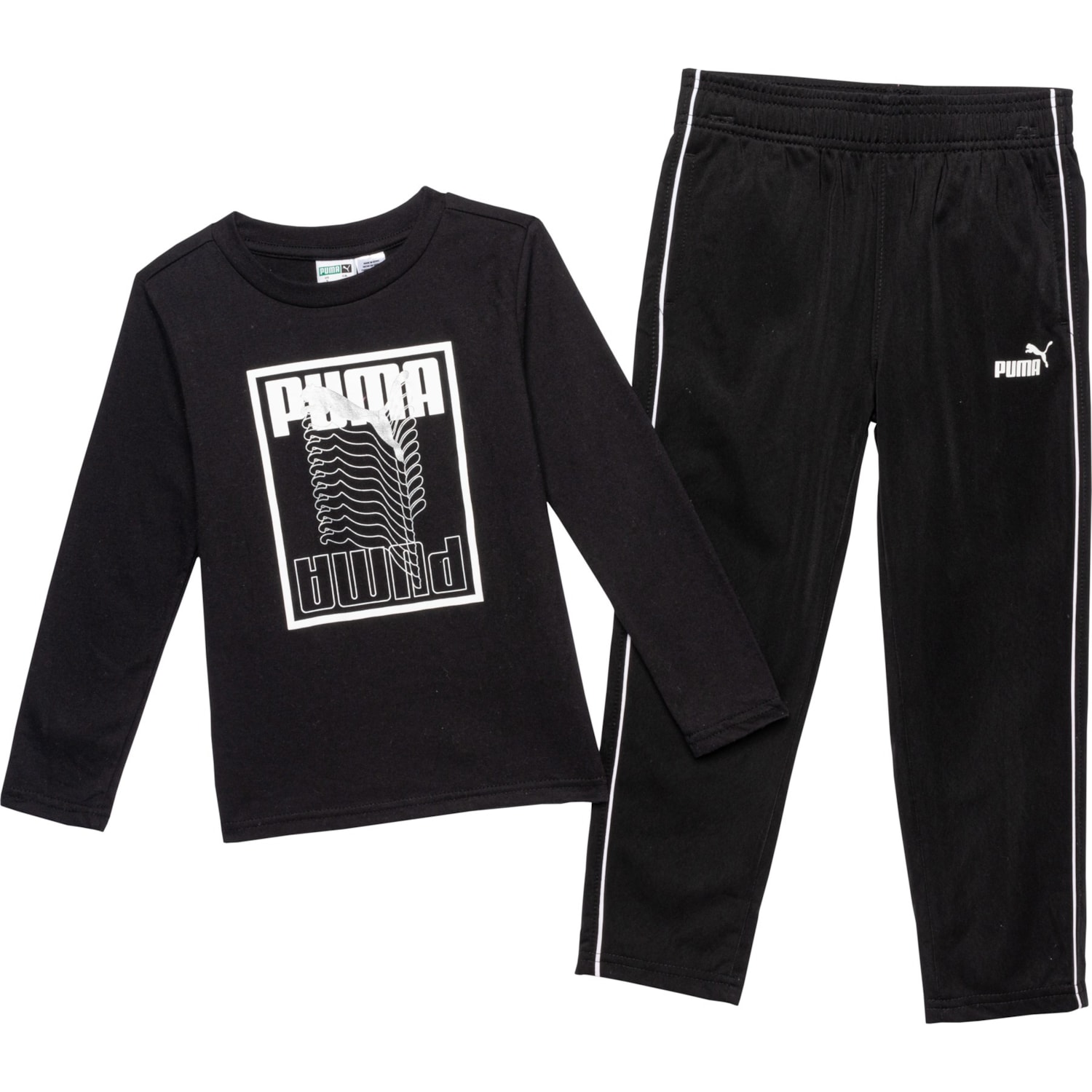Puma Little Boys Jersey T-Shirt and Tricot Joggers Set - Long Sleeve ...