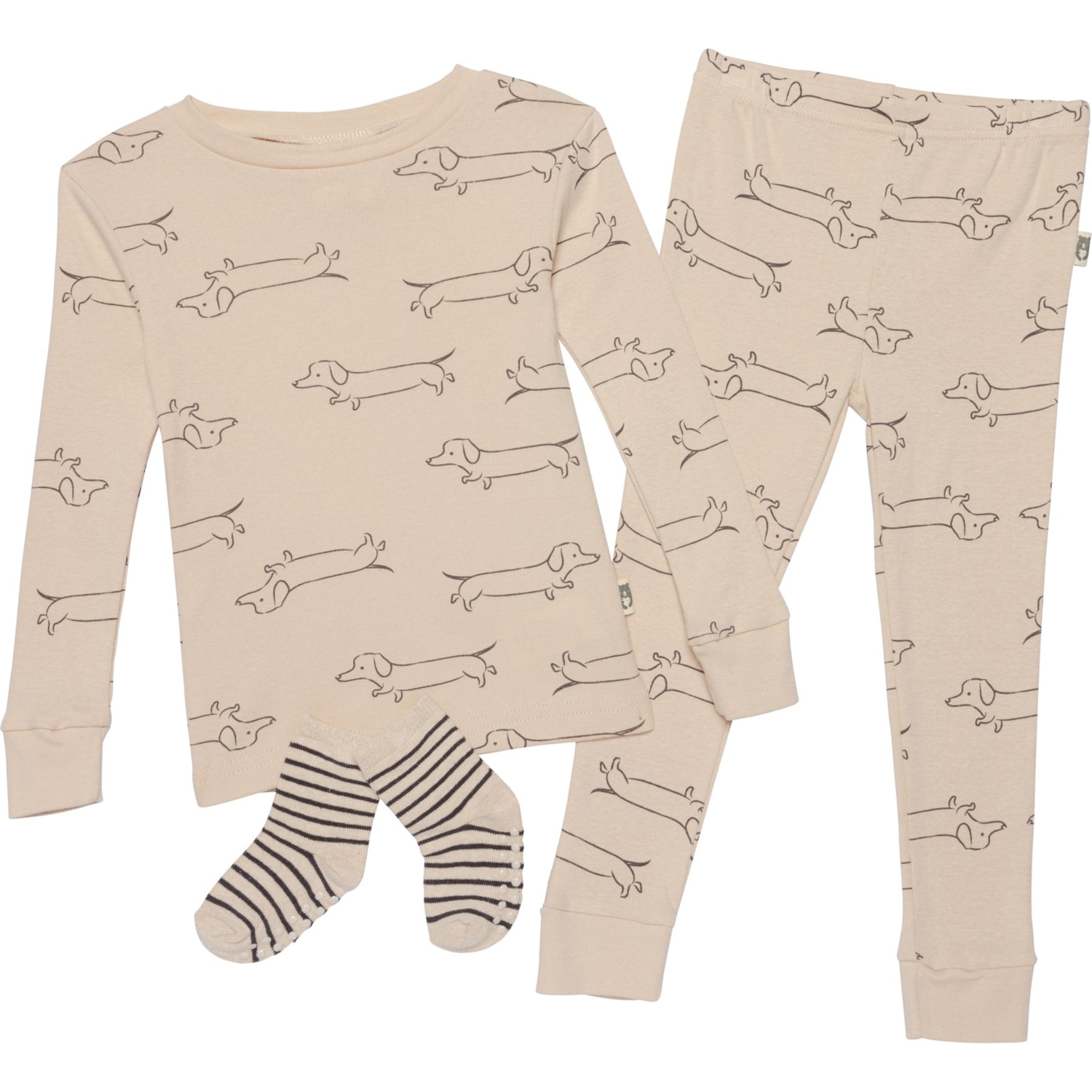 Rabbit + Bear Organic Infant and Toddler Girls Dog Print Pajamas ...