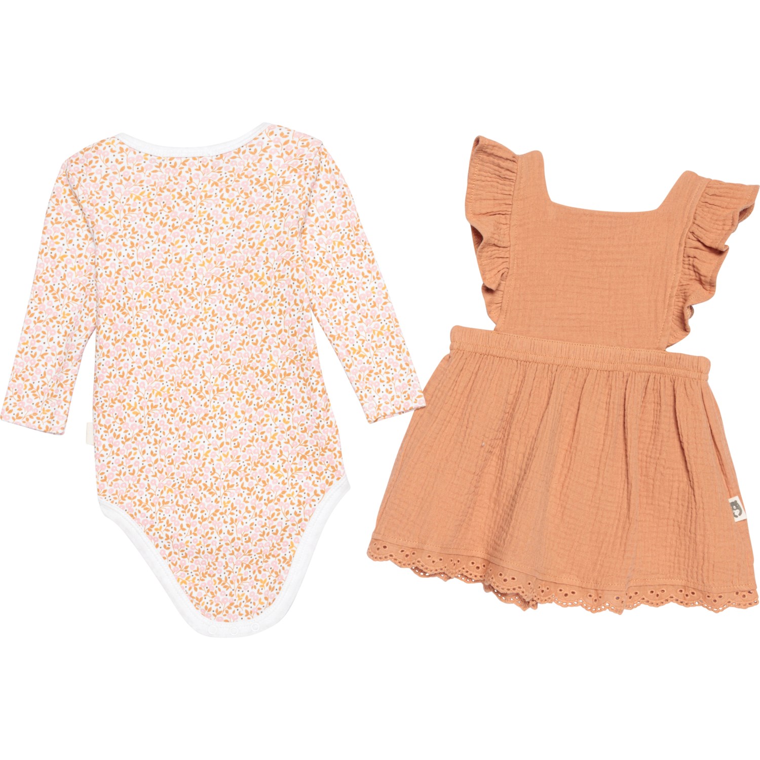 Rabbit + Bear Organic Infant Girls Baby Bodysuit and Gauze Jumper with ...