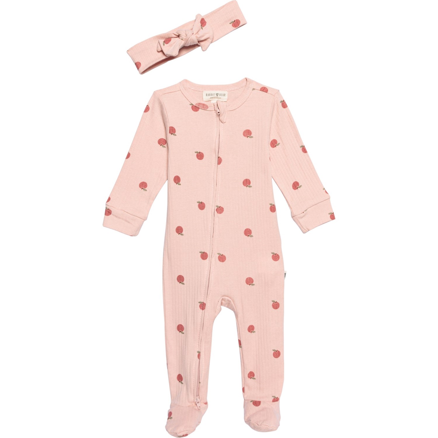 Rabbit + Bear Organic Infant Girls Baby Coveralls and Headband Set ...