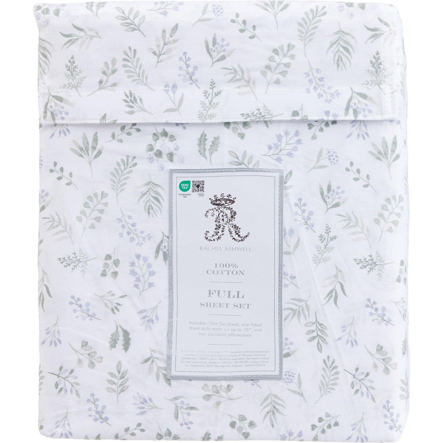 Rachel Ashwell Full Cotton Eva Floral Sheet Set - Sage - Save 50%