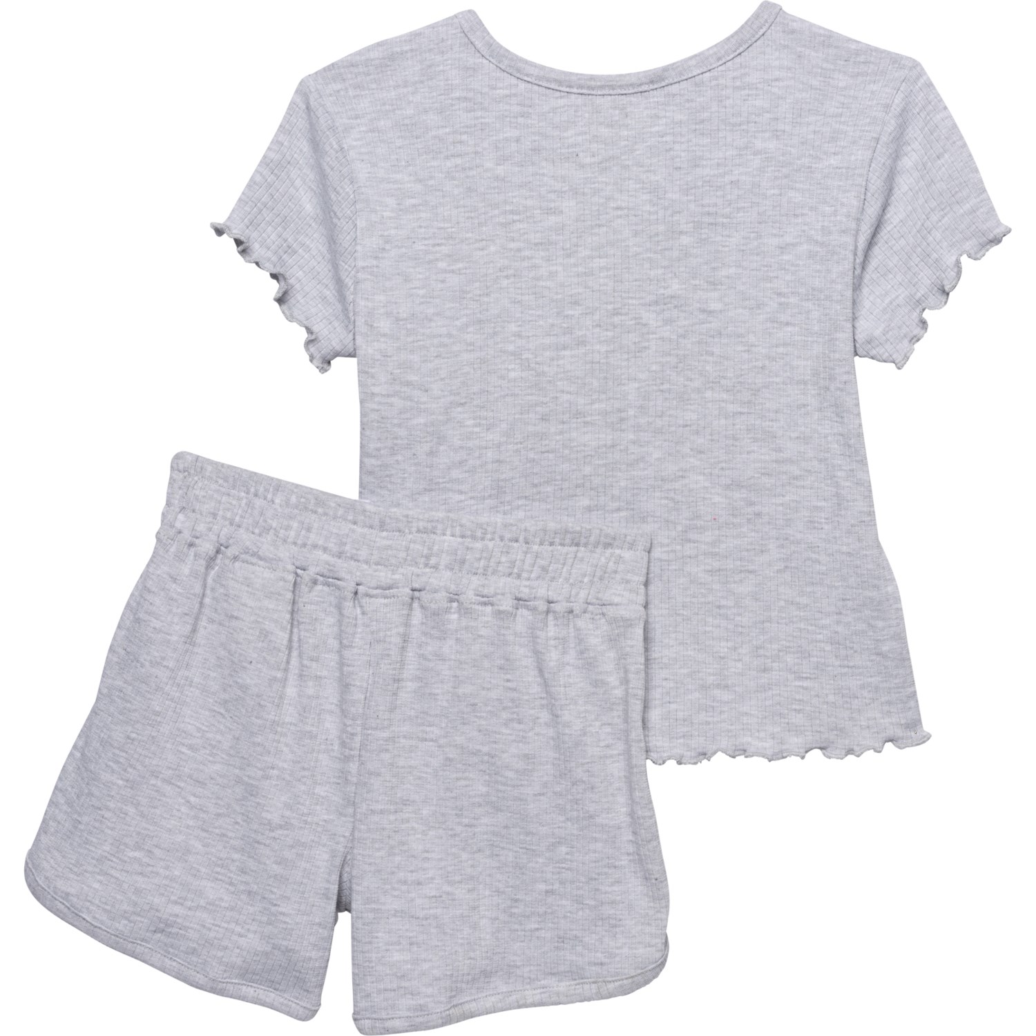 Reebok Big Girls Drop Needle Ribbed Shirt and Shorts Set - Short Sleeve ...