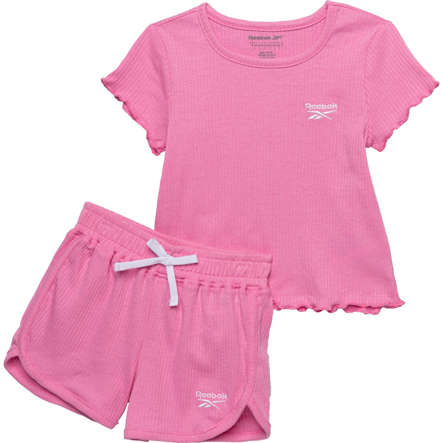 Reebok Little Girls Drop Needle Ribbed Shirt and Shorts Set - Short ...
