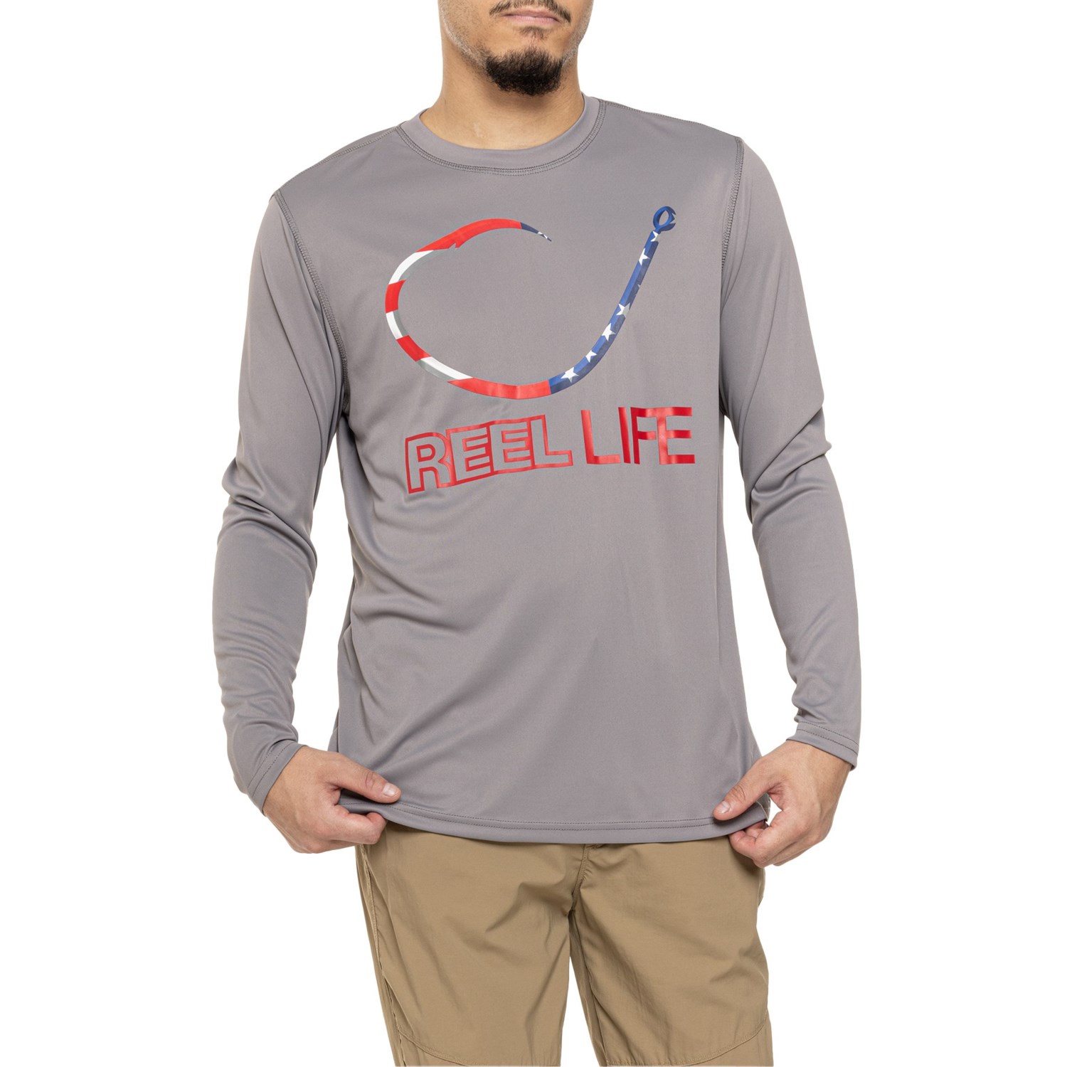 Reel Life Freedom Circle Hook Crew Neck Shirt - UPF 50, Long Sleeve ...