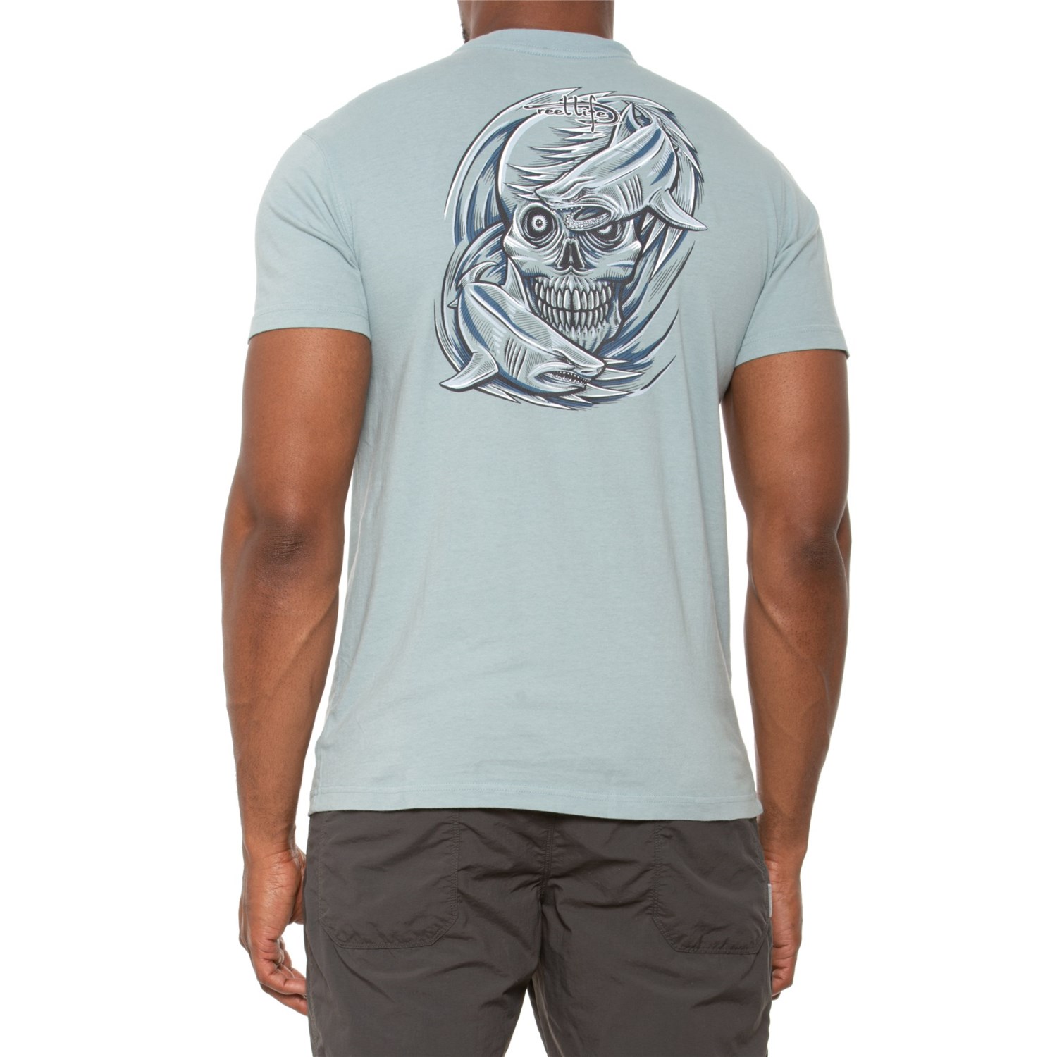 Reel Life Ocean Washed Shark Skull T-Shirt - Short Sleeve - Save 50%