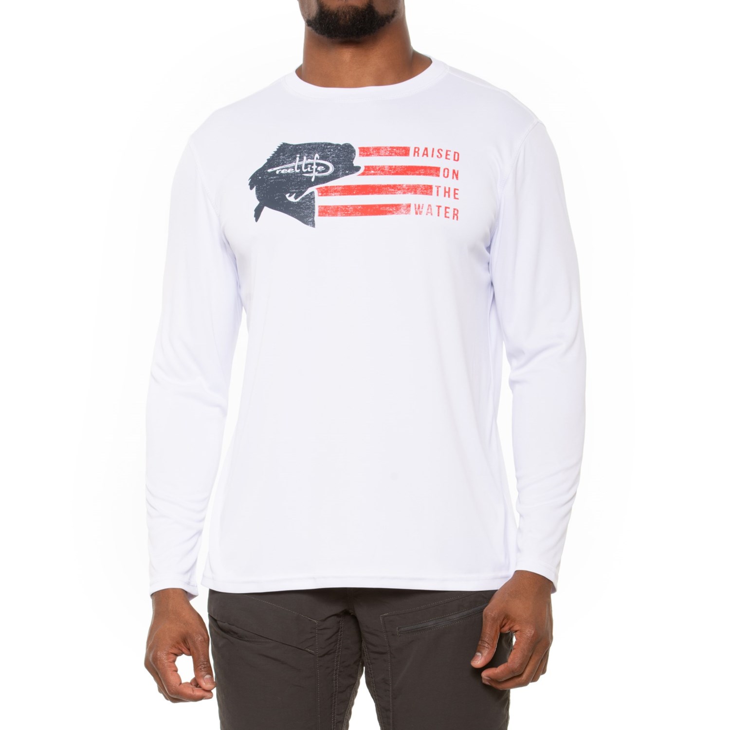 Reel Life Sun Defender Raised Bass Stripes T-Shirt - UPF 50+, Long ...