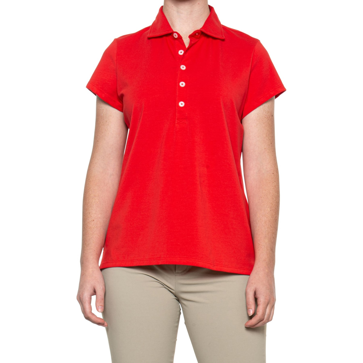 RENWICK GOLF Solid Stretch Polo Shirt - Short Sleeve - Save 66%