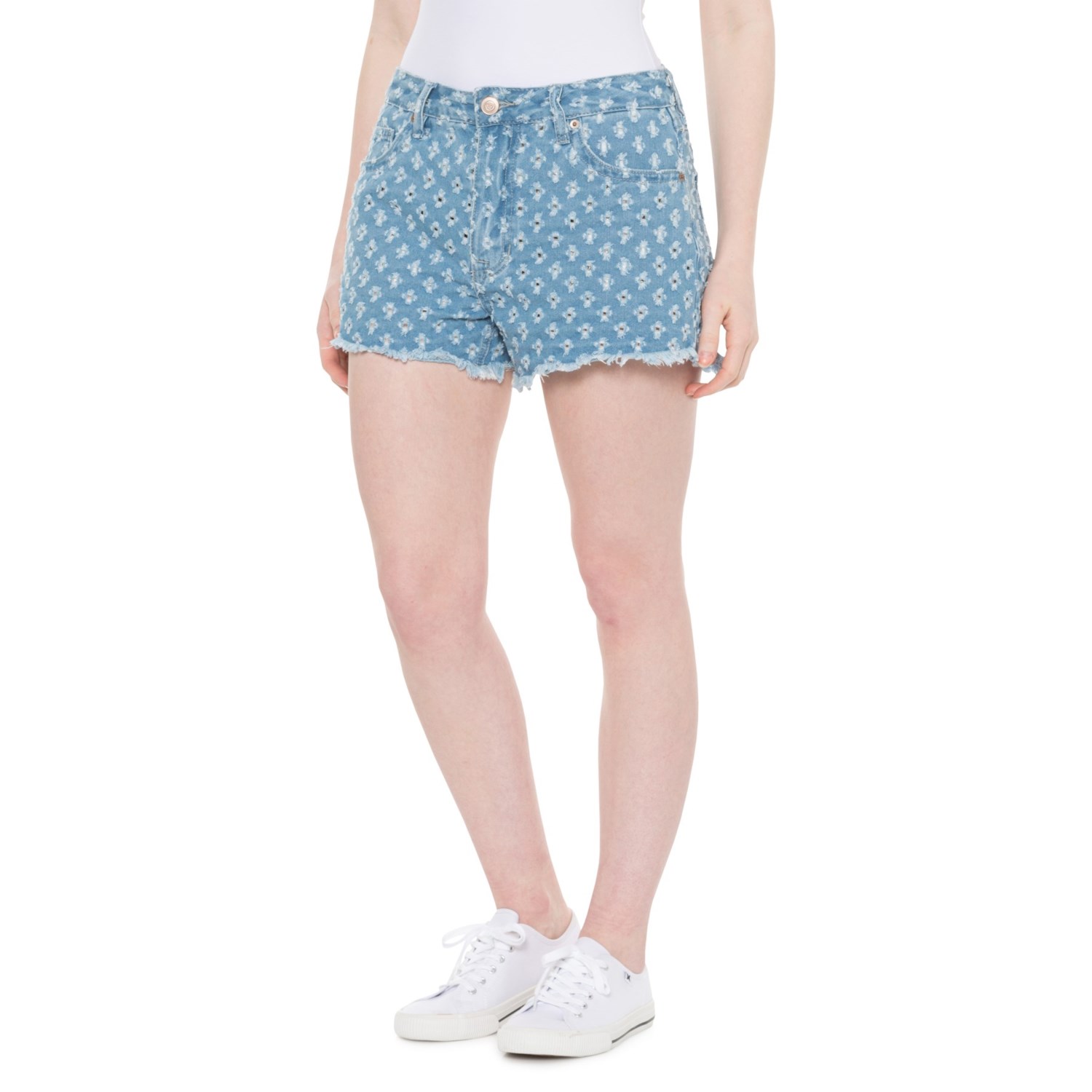 Rock & Roll Cowgirl Distressed Dots Denim Shorts - Save 89%