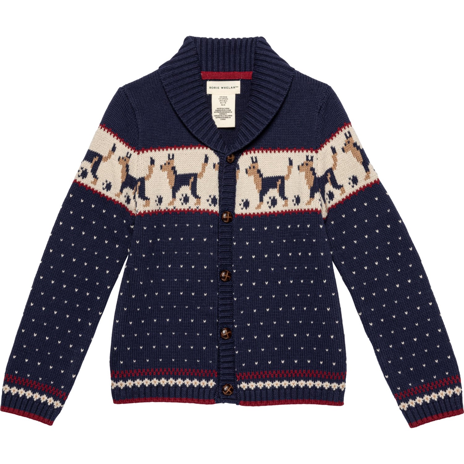 Rorie Whelan Boys Peacoat Dog Jacquard Cardigan - Save 25%