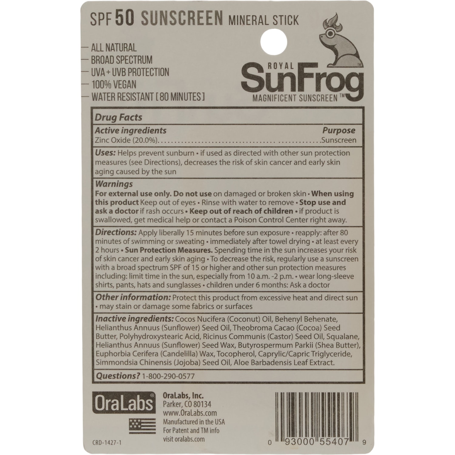 ROYAL SUN FROG Mineral Sunscreen Stick - SPF 50, 0.49 oz. - Save 43%