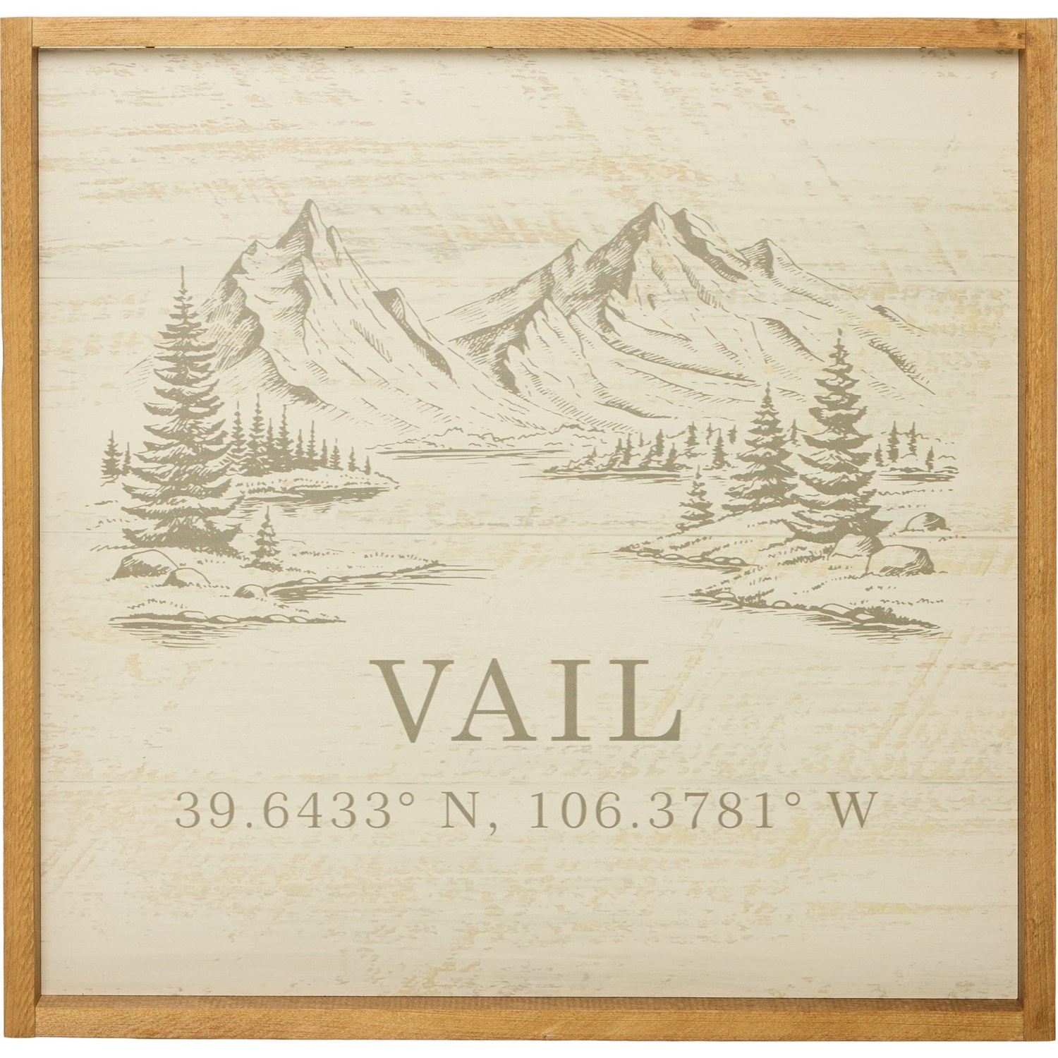 Rustic Marlin 25x25" Mountains Vail Framed Printed Wood Wall Art - Save 42%