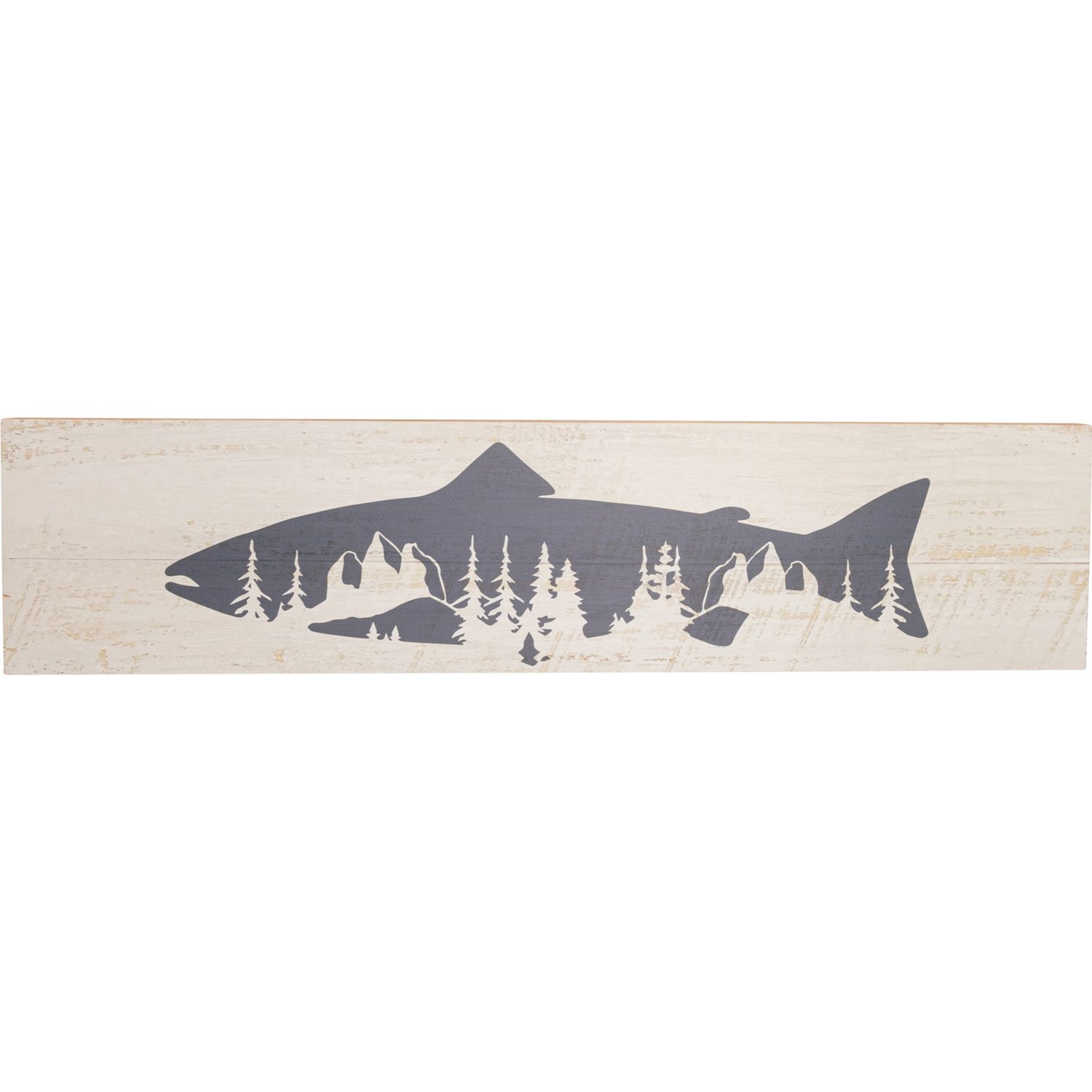 Seven Anchor Rustic Fish Wooden Sign - 6x24” - Save 28%