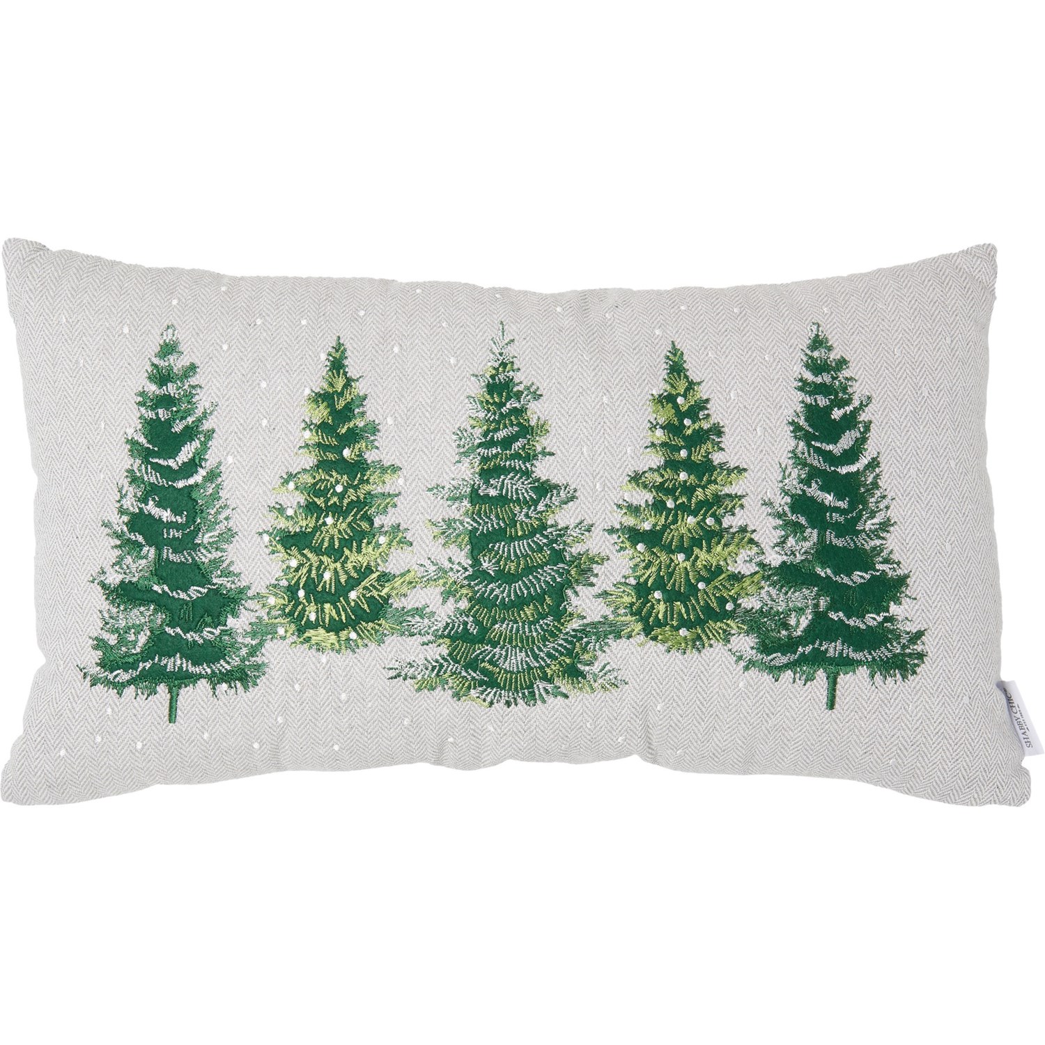 Shabby Chic Conifer Forest Herringbone Throw Pillow - 14x24” - Save 28%