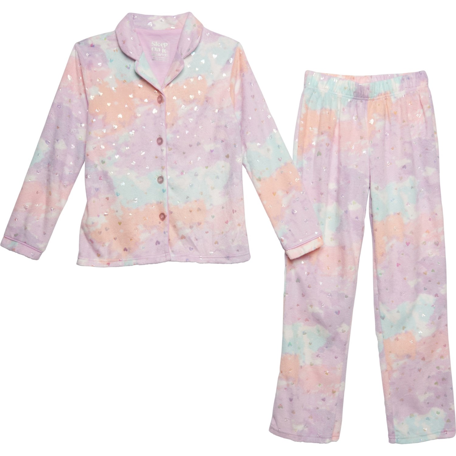 Sleep On It Big Girls Button-Up Shirt and Pants Pajamas - Long Sleeve ...