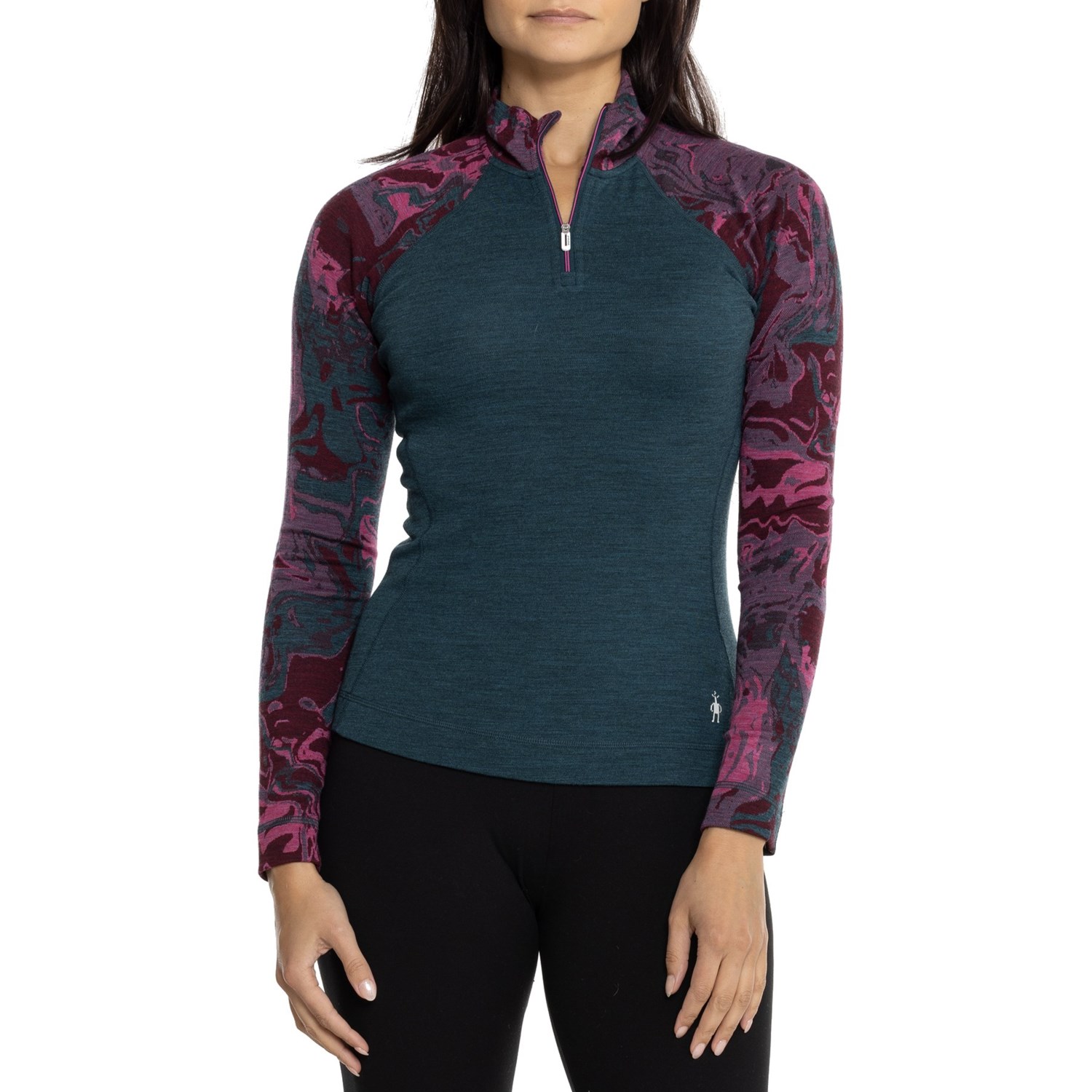SmartWool Merino 250 Patterned Base Layer Top - Merino Wool, Zip Neck ...