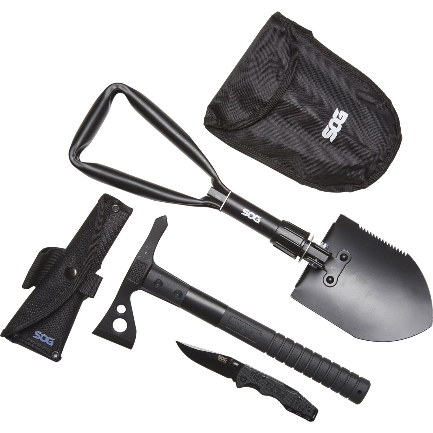 SOG Survival Combo Kit with Shovel, Fasthawk Tomahawk and Salute Mini ...
