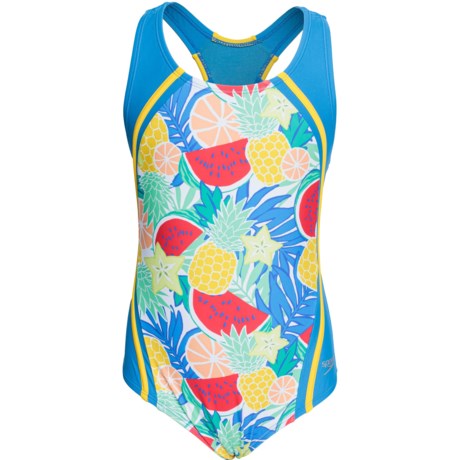 Speedo Girls Spliced Racerback One-Piece Swimsuit - UPF 50+ - Save 48%