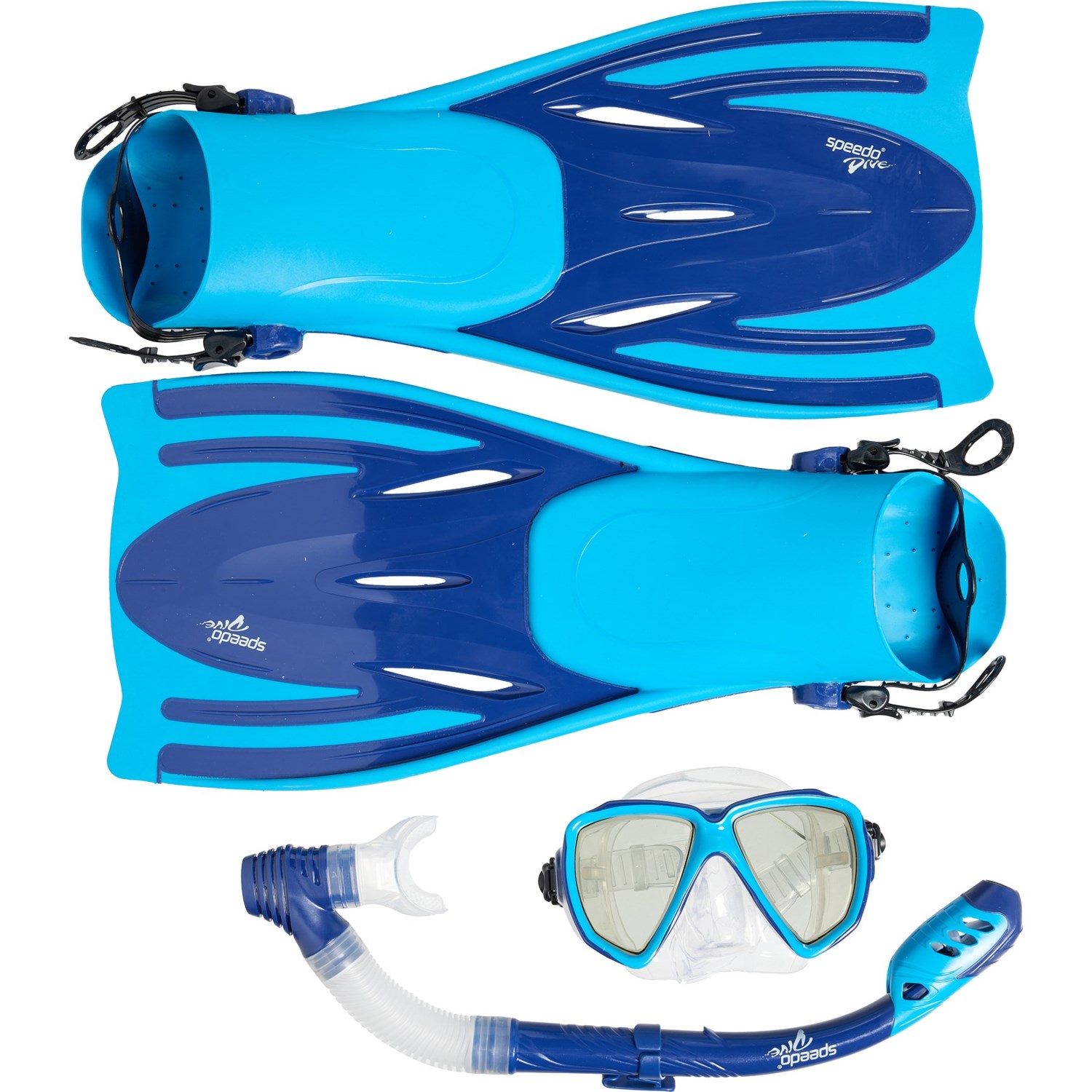 Speedo Hydroscope Swim Mask, Snorkel and Fins Set (For Men and Women ...