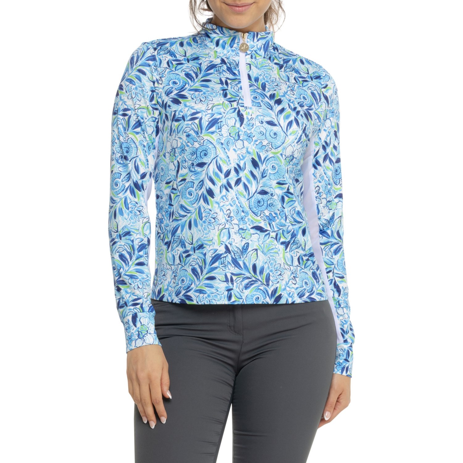 Stella Parker Kelly Mesh Insert Shirt - UPF 50, Zip Neck, Long Sleeve ...