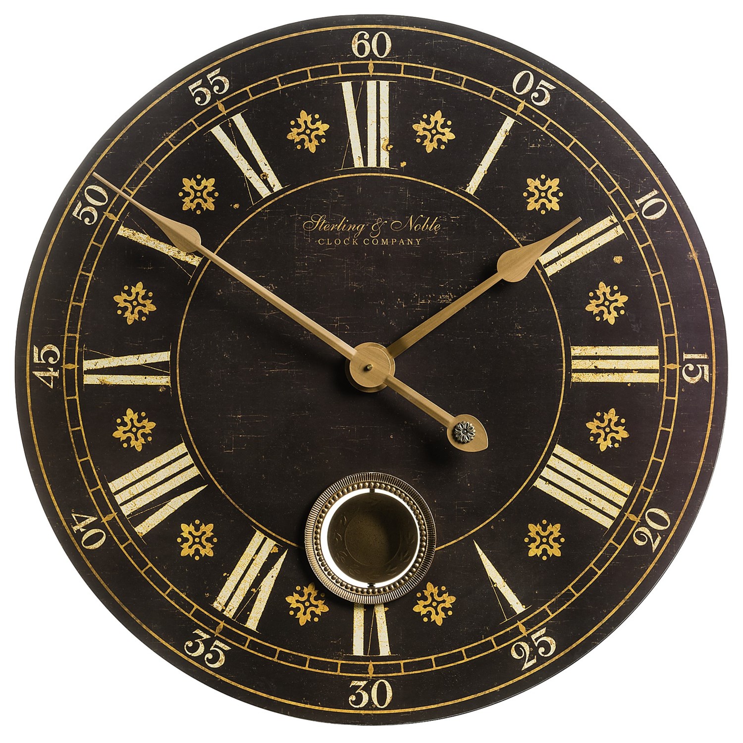 Sterling & Noble 29” Frameless Pendulum Wall Clock in Antique-Wood