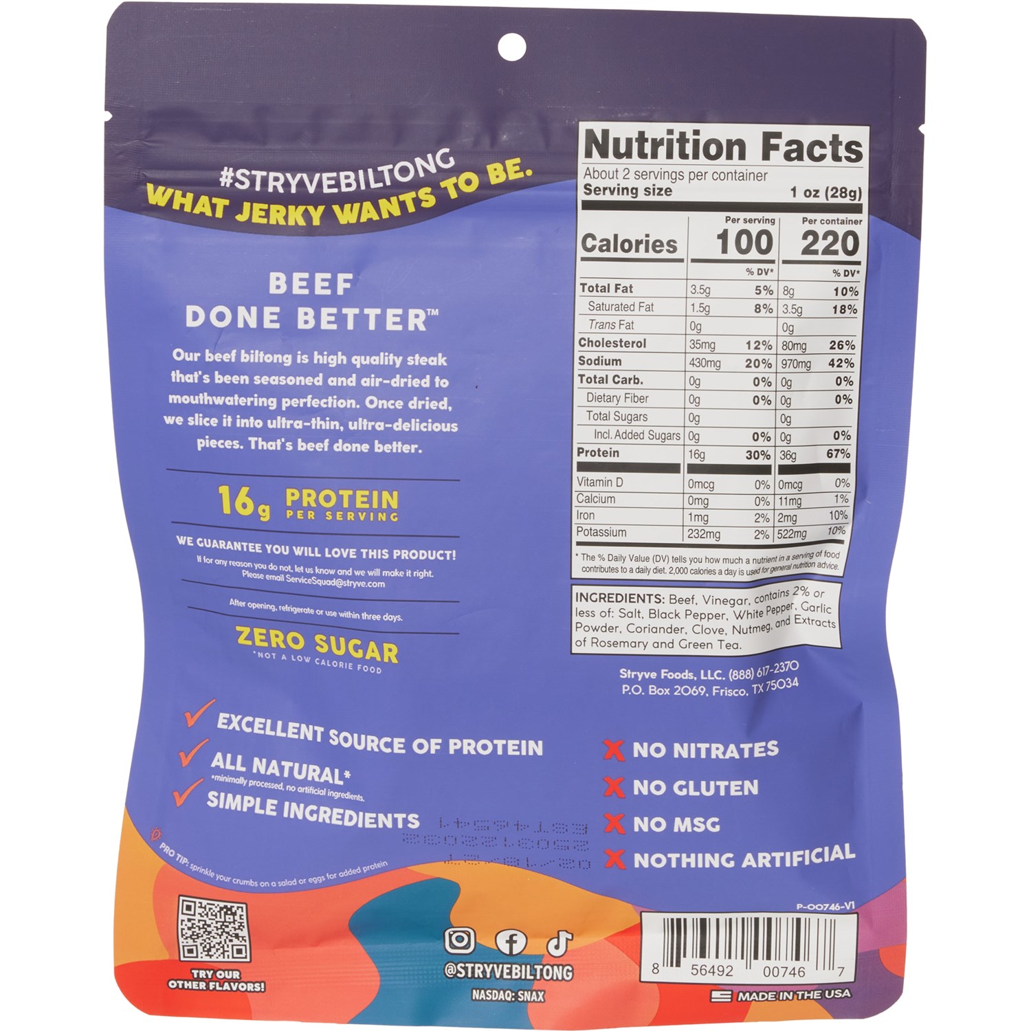 Stryve Original Jerky - 2.25 oz. - Save 25%