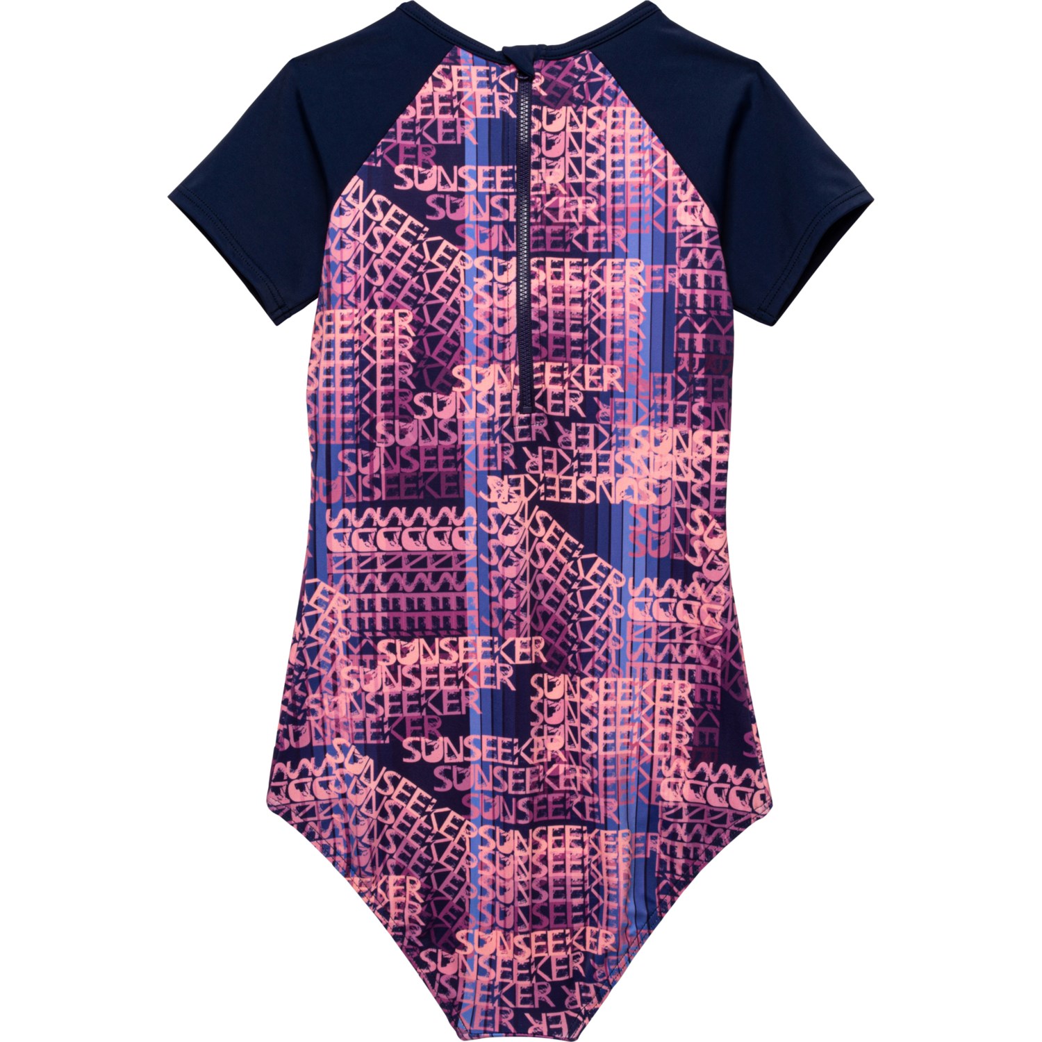 Sunseeker Big Girls Logo Print One-Piece Rash Guard Swimsuit - Short ...