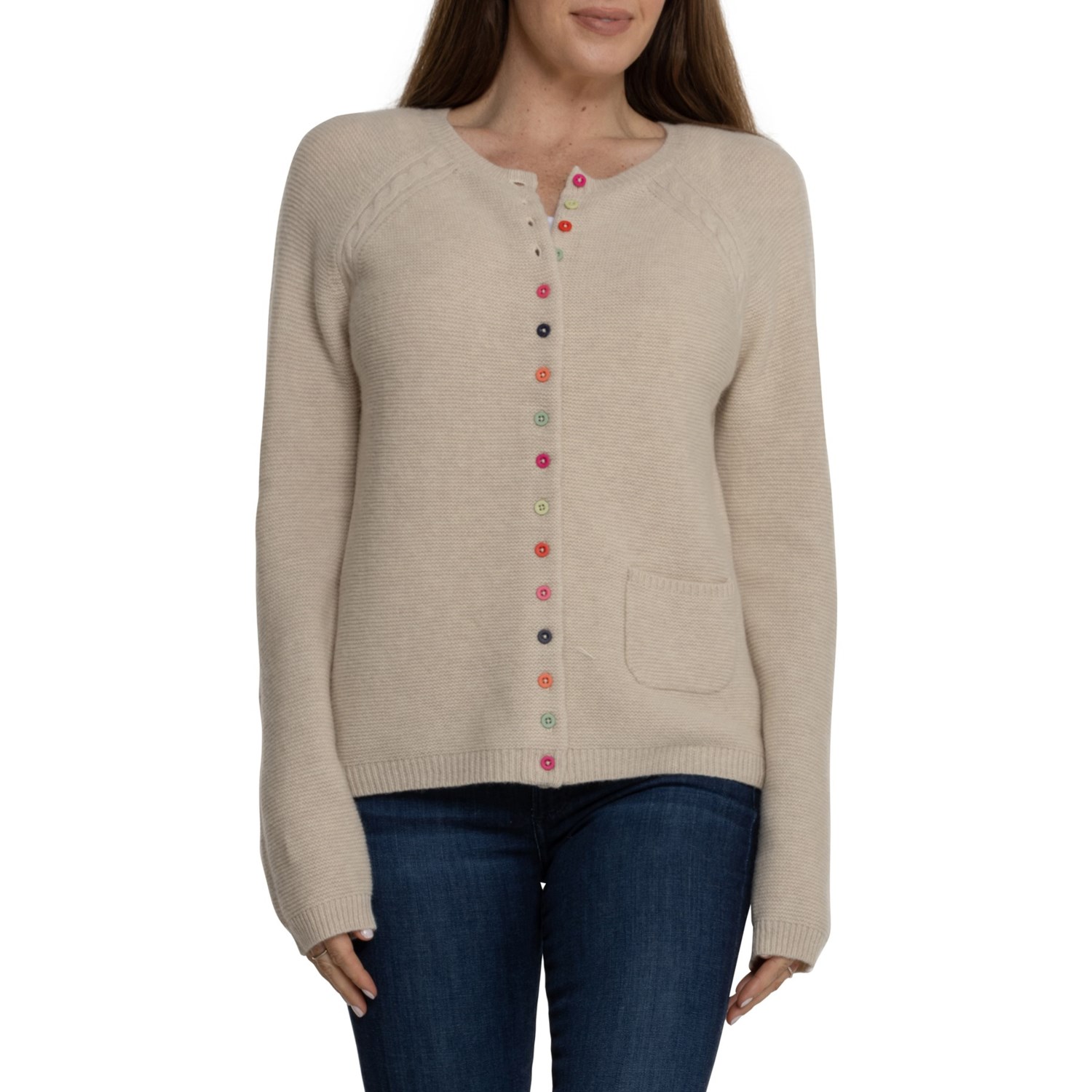 Tabitha Webb Cable Links Raglan Cardigan Sweater -Lambswool - Save 35%