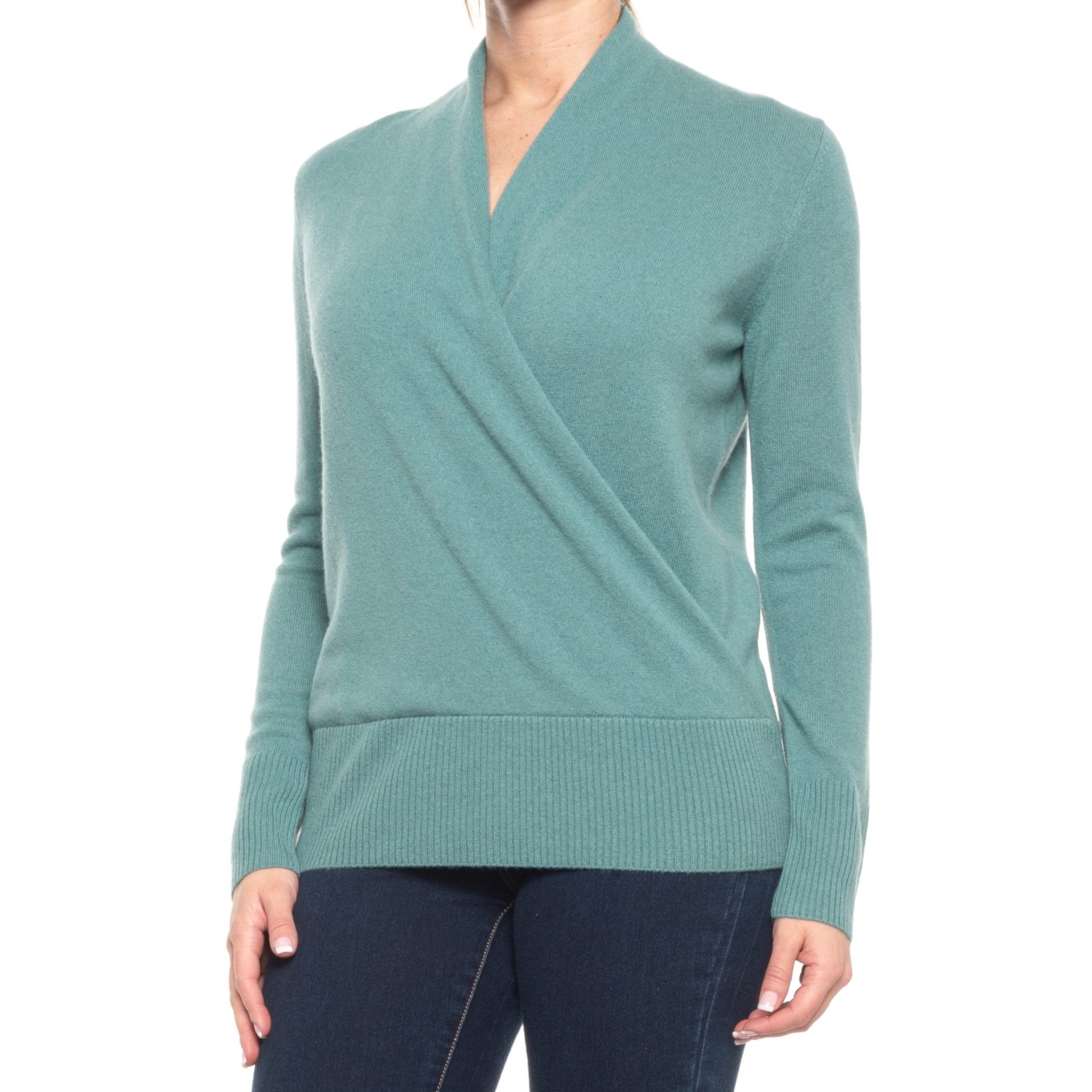Tahari 100% Cashmere Wrap Sweater - Drape Neck - Save 22%