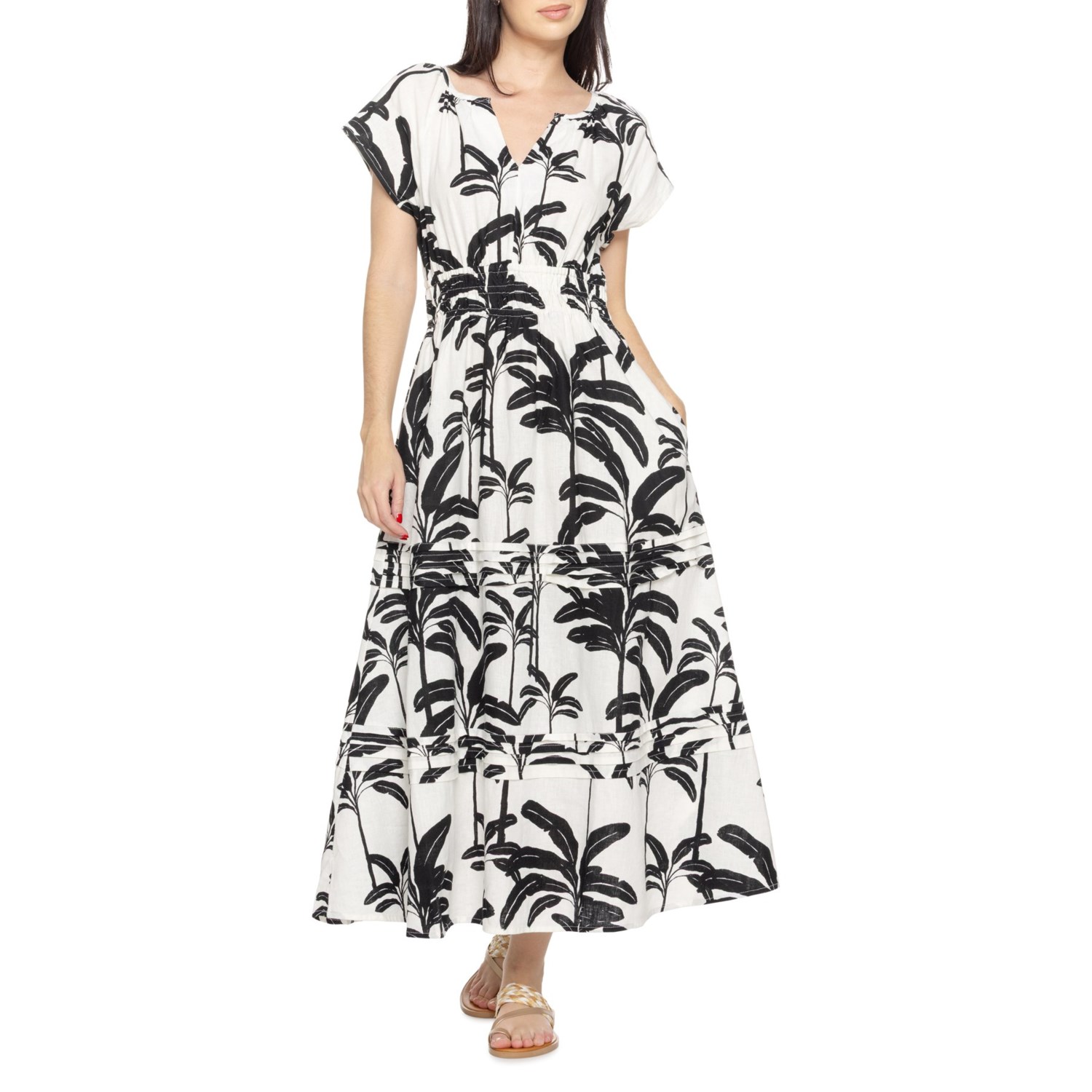 Tahari Raglan Elastic Waist Midi Dress - Short Sleeve - Save 41%