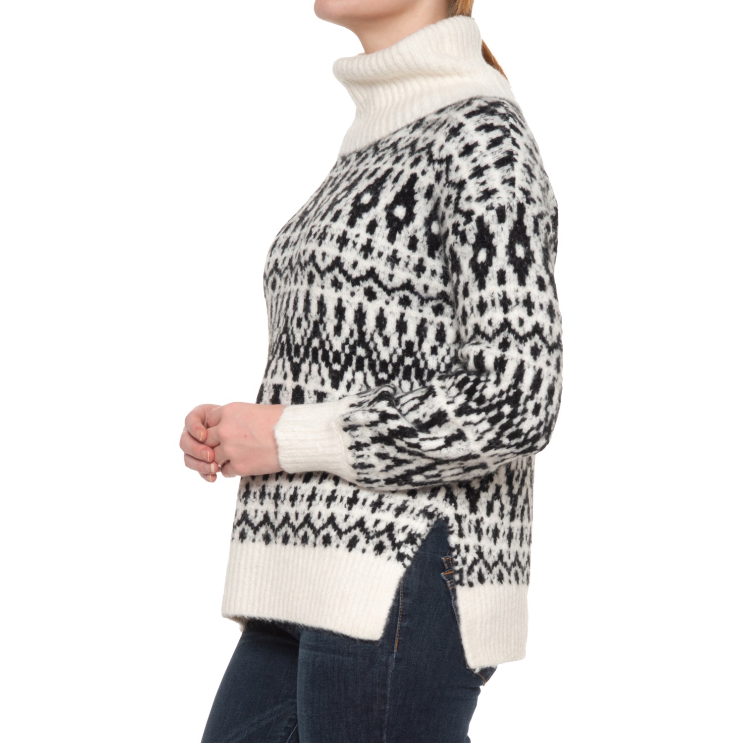 Telluride Exploded Pattern Turtleneck Sweater For Women Save 71