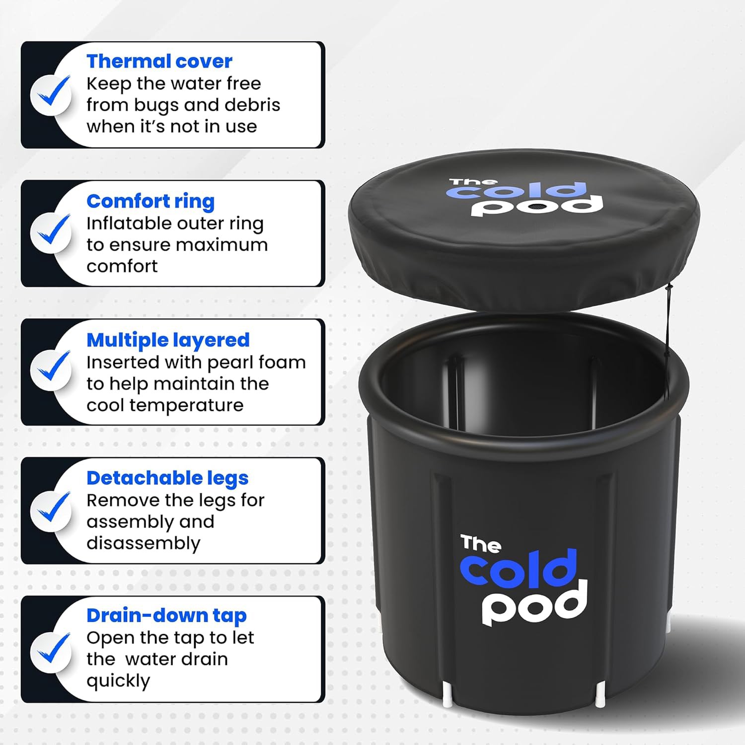 THE COLD POD Portable and Inflatable Ice Bath with Cover - 85 Gallons ...