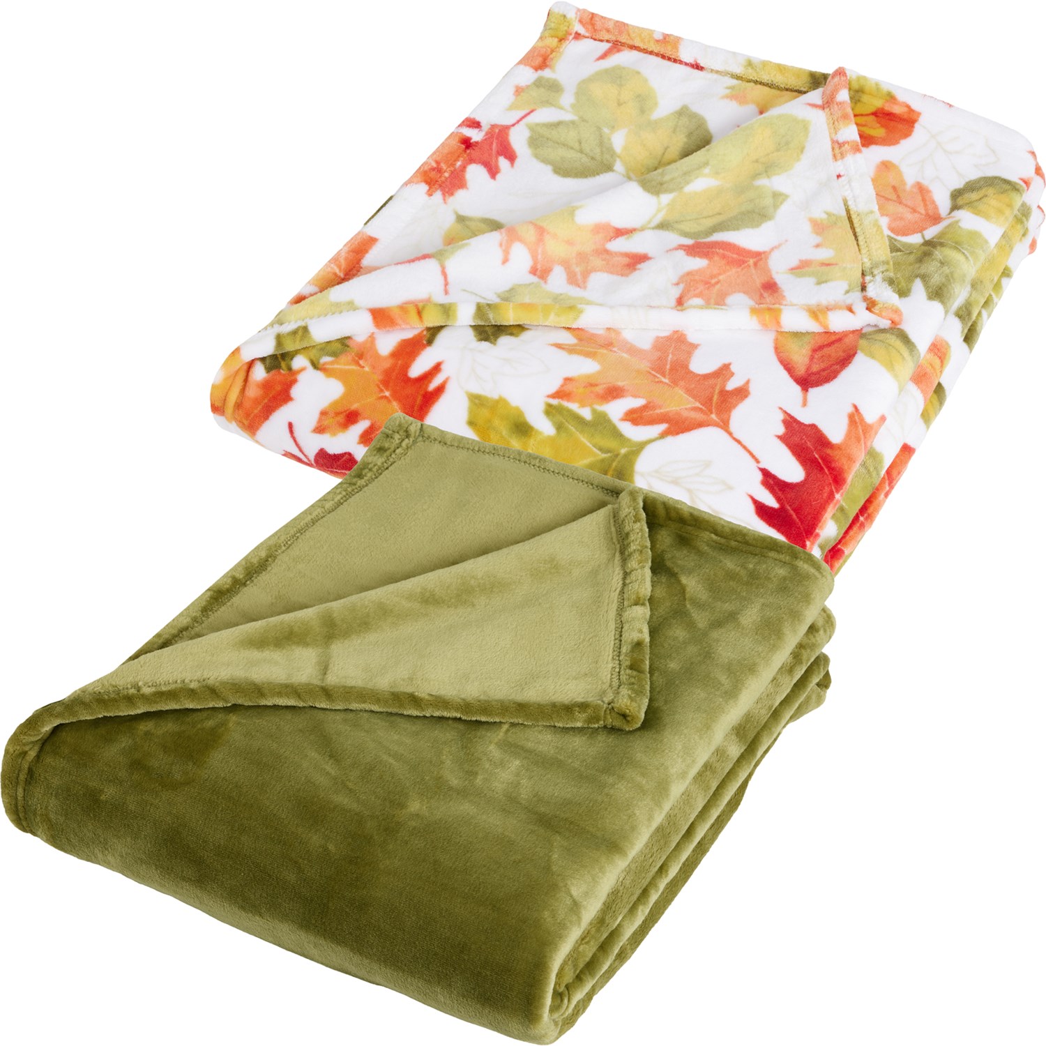The Farmhouse by Rachel Ashwell Linette Leaves Fleece Throw Blankets ...