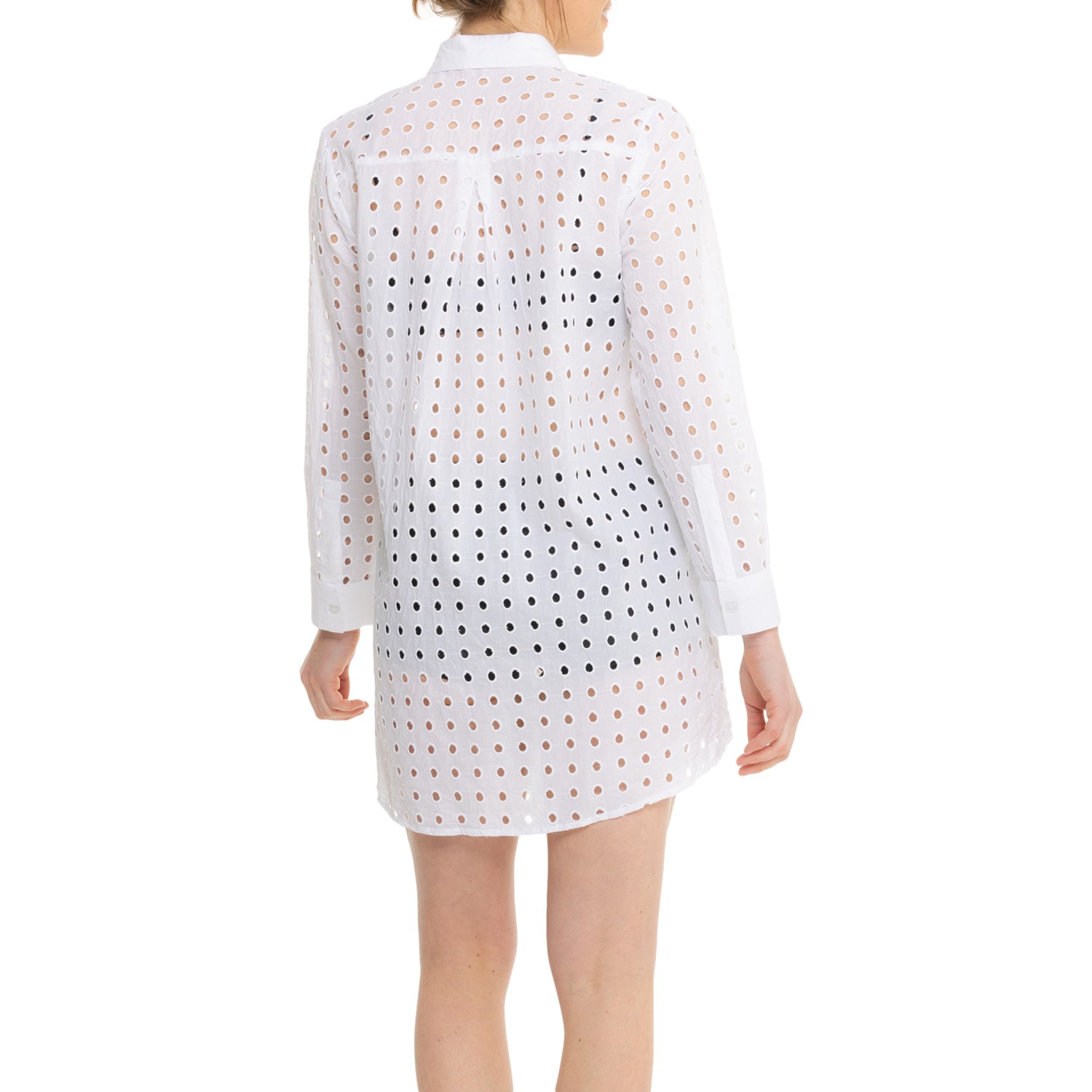 TRUE DESTINATIONS Eyelet Tunic Shirt - Long Sleeve - Save 80%
