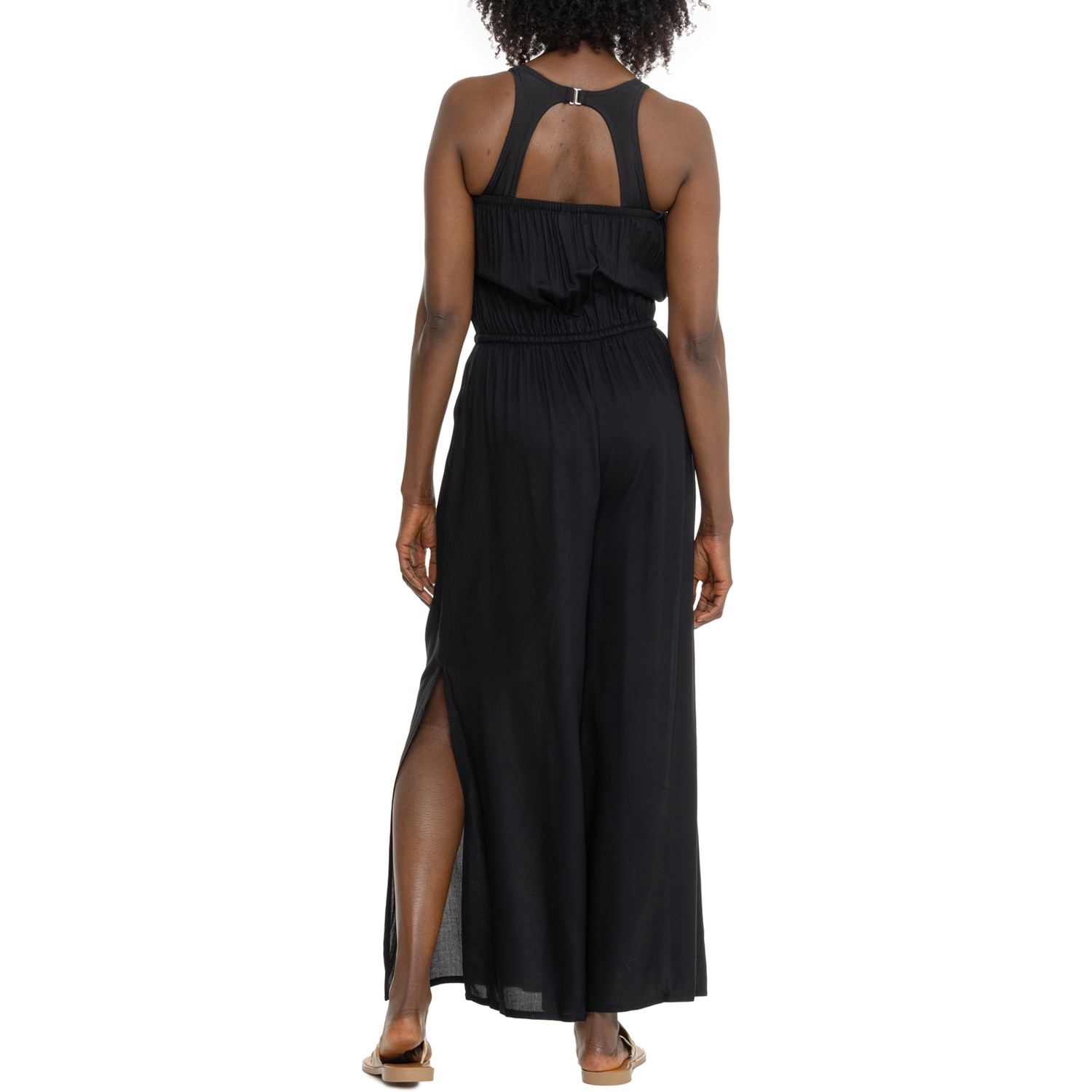 TRUE DESTINATIONS Solid Challis Cover-Up Jumpsuit - Sleeveless - Save 68%