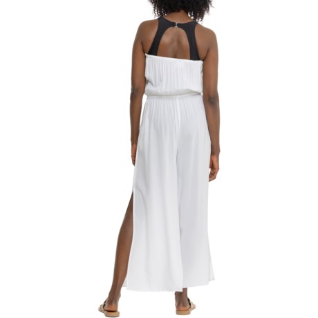 TRUE DESTINATIONS Solid Challis Cover-Up Jumpsuit - Save 79%