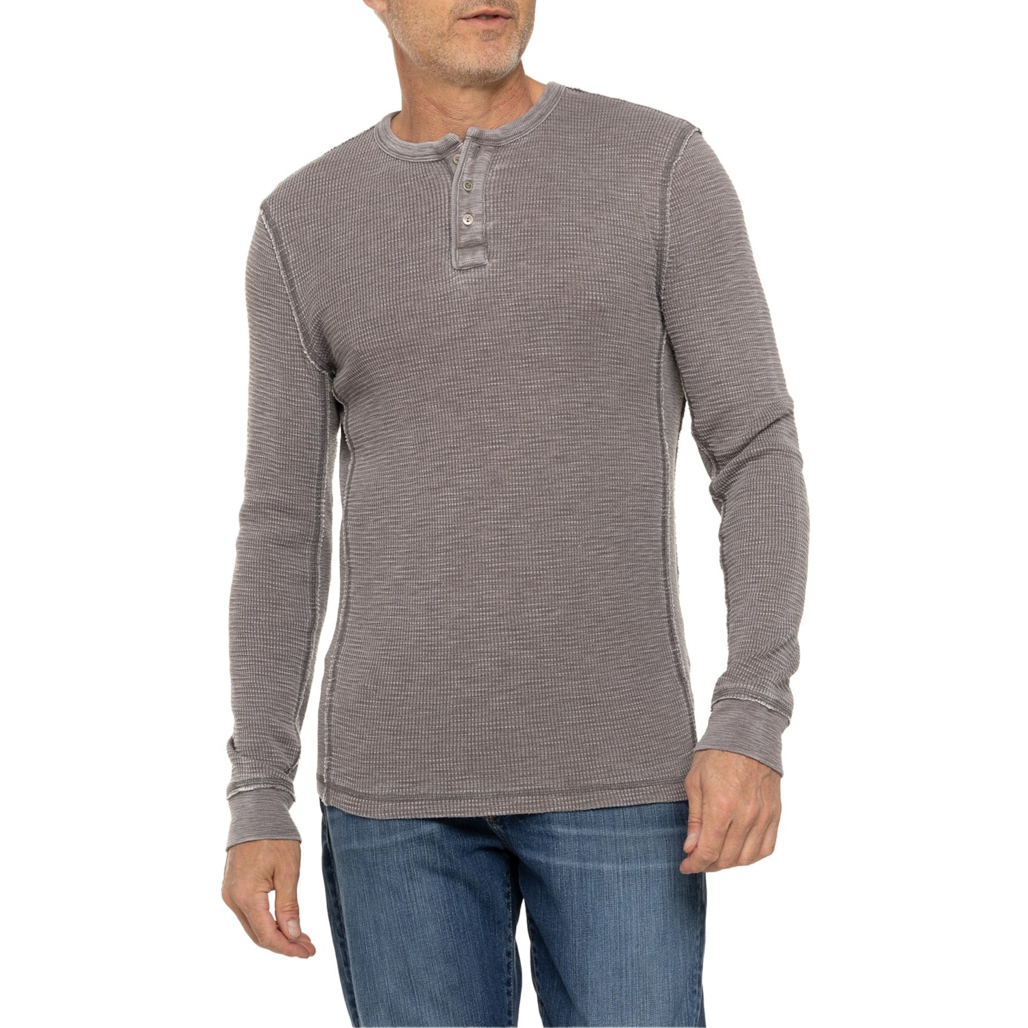 True Grit Waffle Thermal Henley Shirt - Long Sleeve - Save 71%
