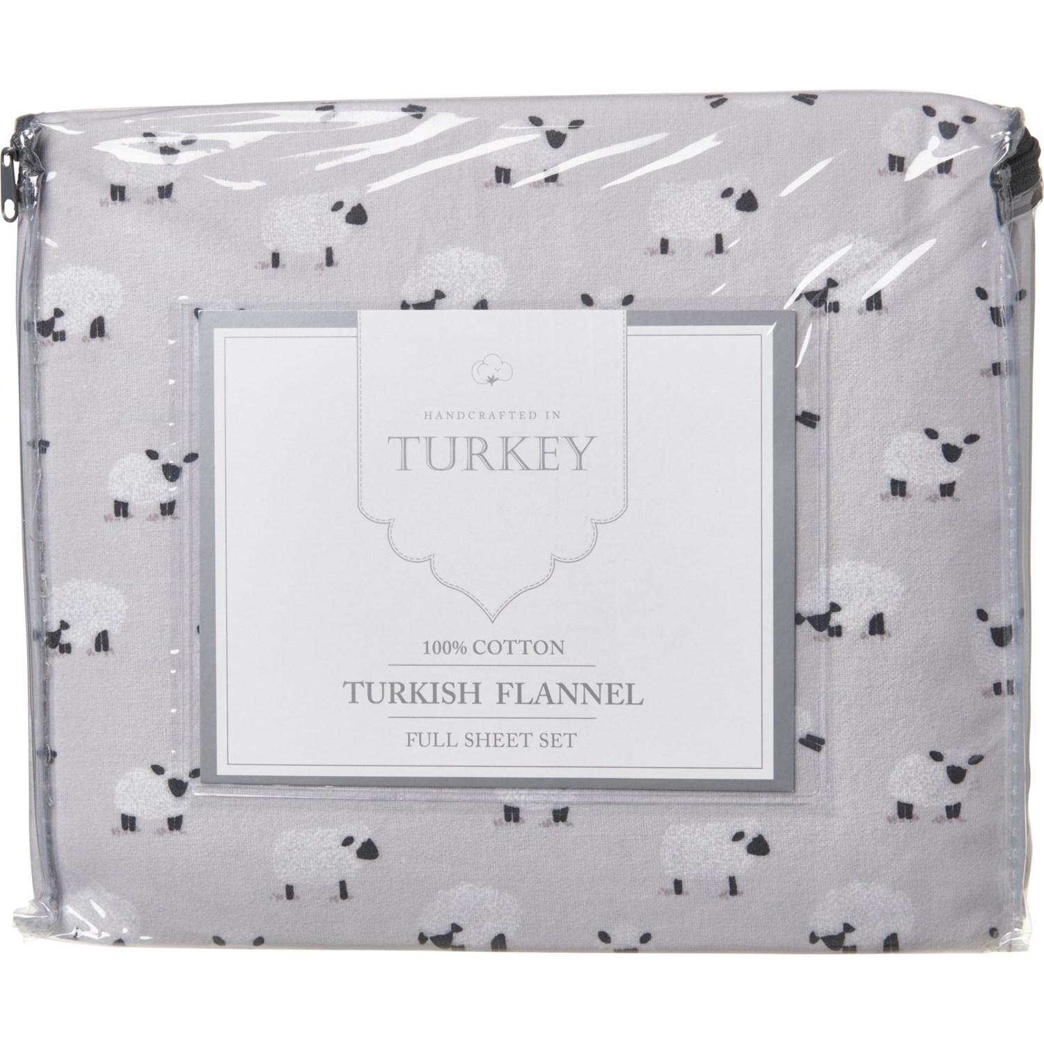 Turkish Flannel Full Grazing Sheep Flannel Sheet Set - 170 gsm, Grey ...