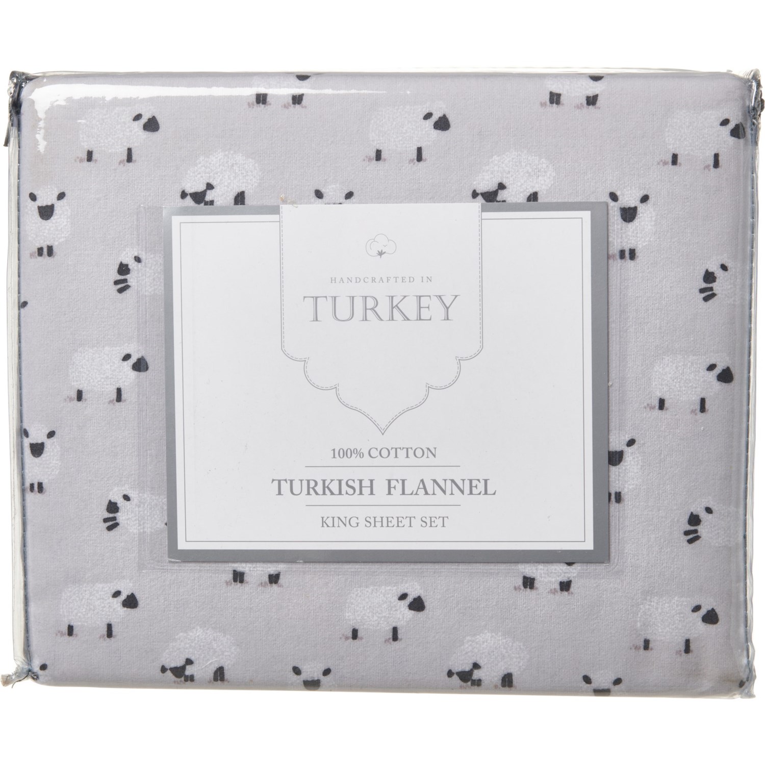 Turkish Flannel King Grazing Sheep Flannel Sheet Set - 170 gsm, Grey ...