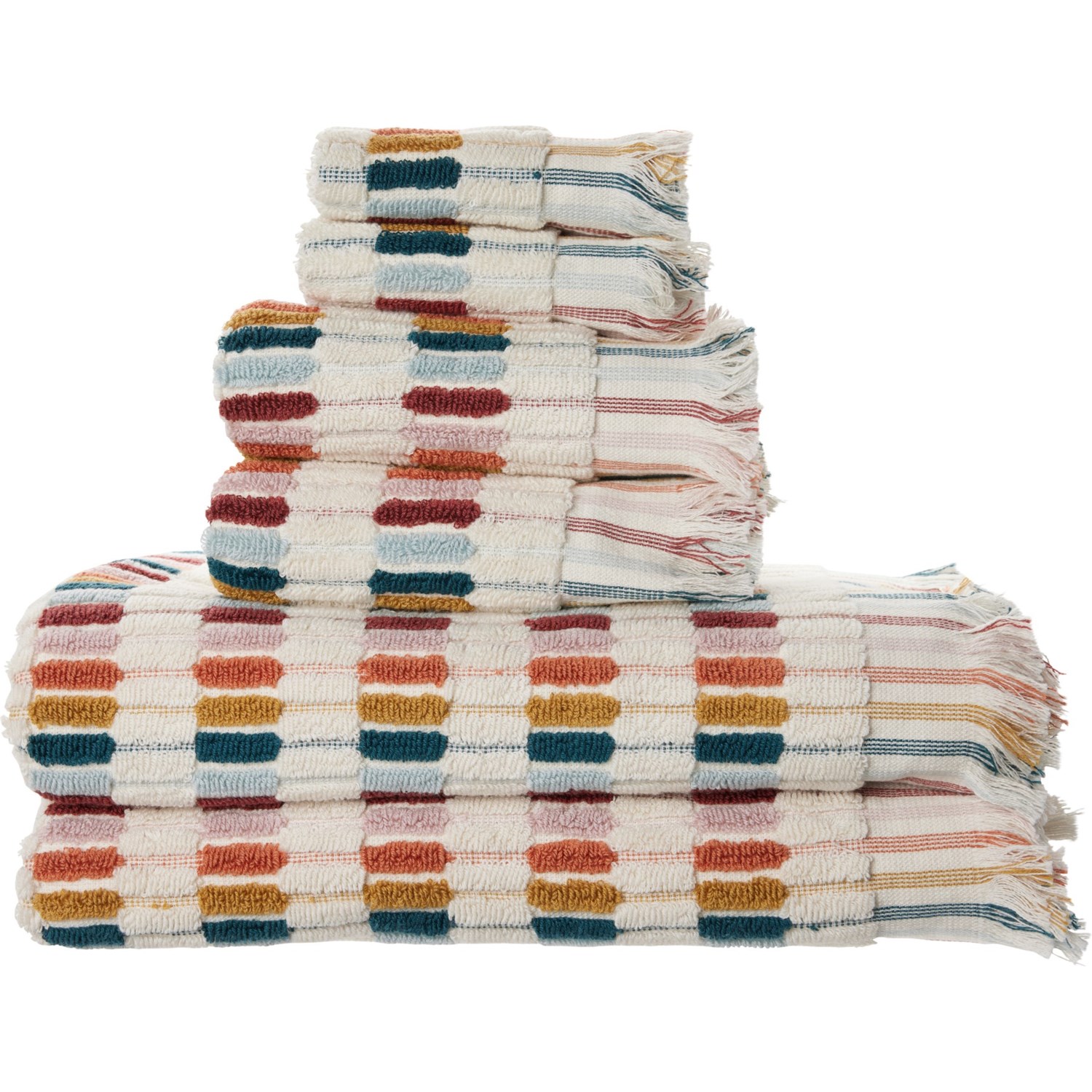 VAURNA Shaggy Ribbed Bath Towel Set - 600 gsm, 6-Piece, Multi - Save 46%