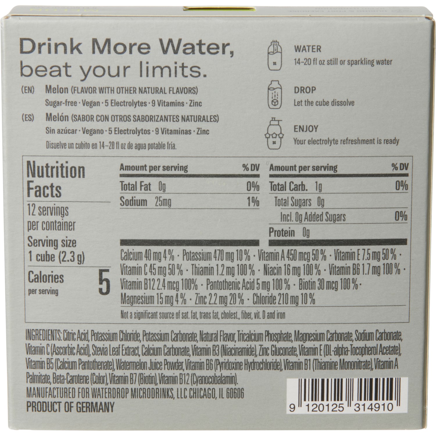 Waterdrop Microlyte Electrolyte Rapid Hydration Cubes - 12 Servings ...