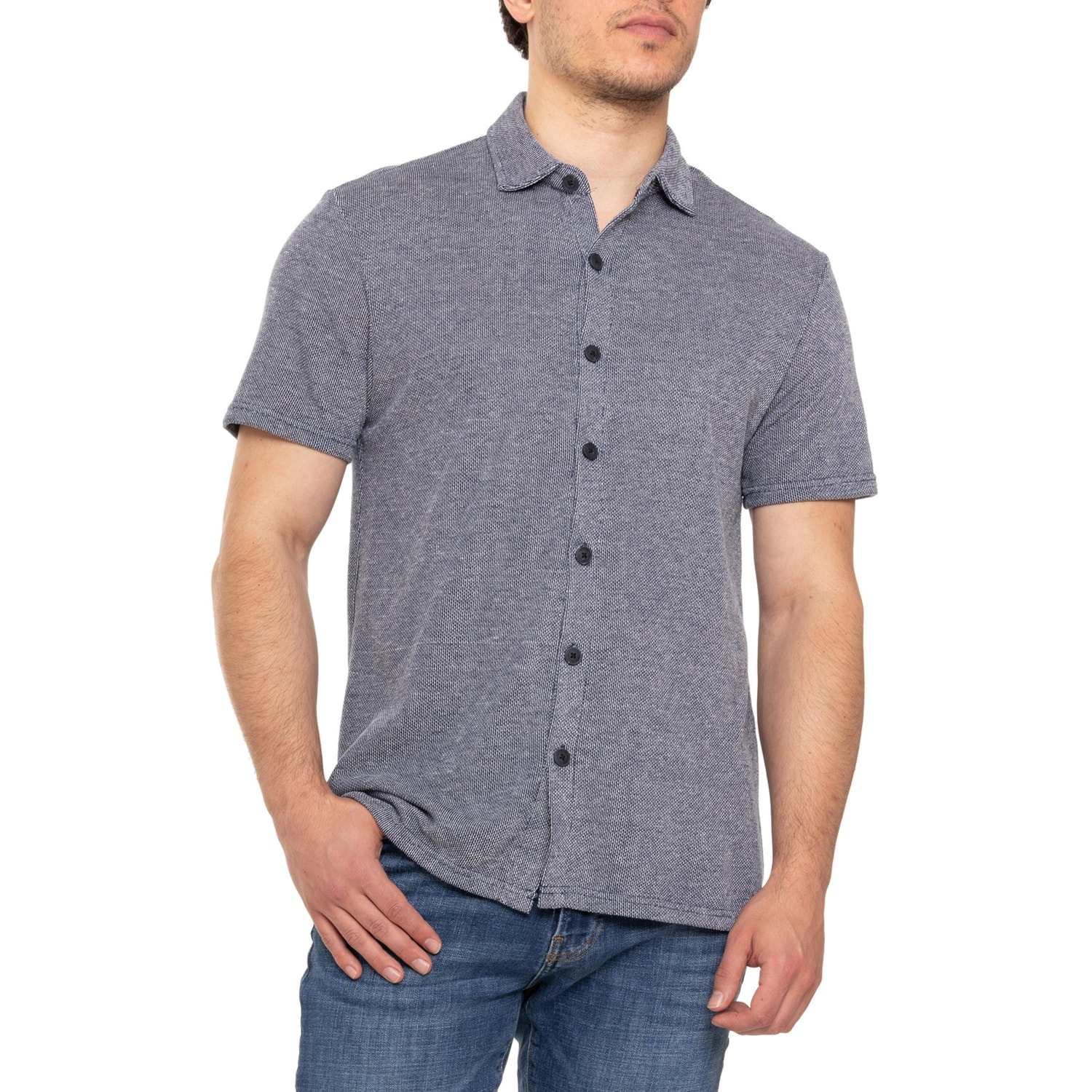 Weatherproof Vintage French Terry Camp Shirt - Short Sleeve - Save 48%
