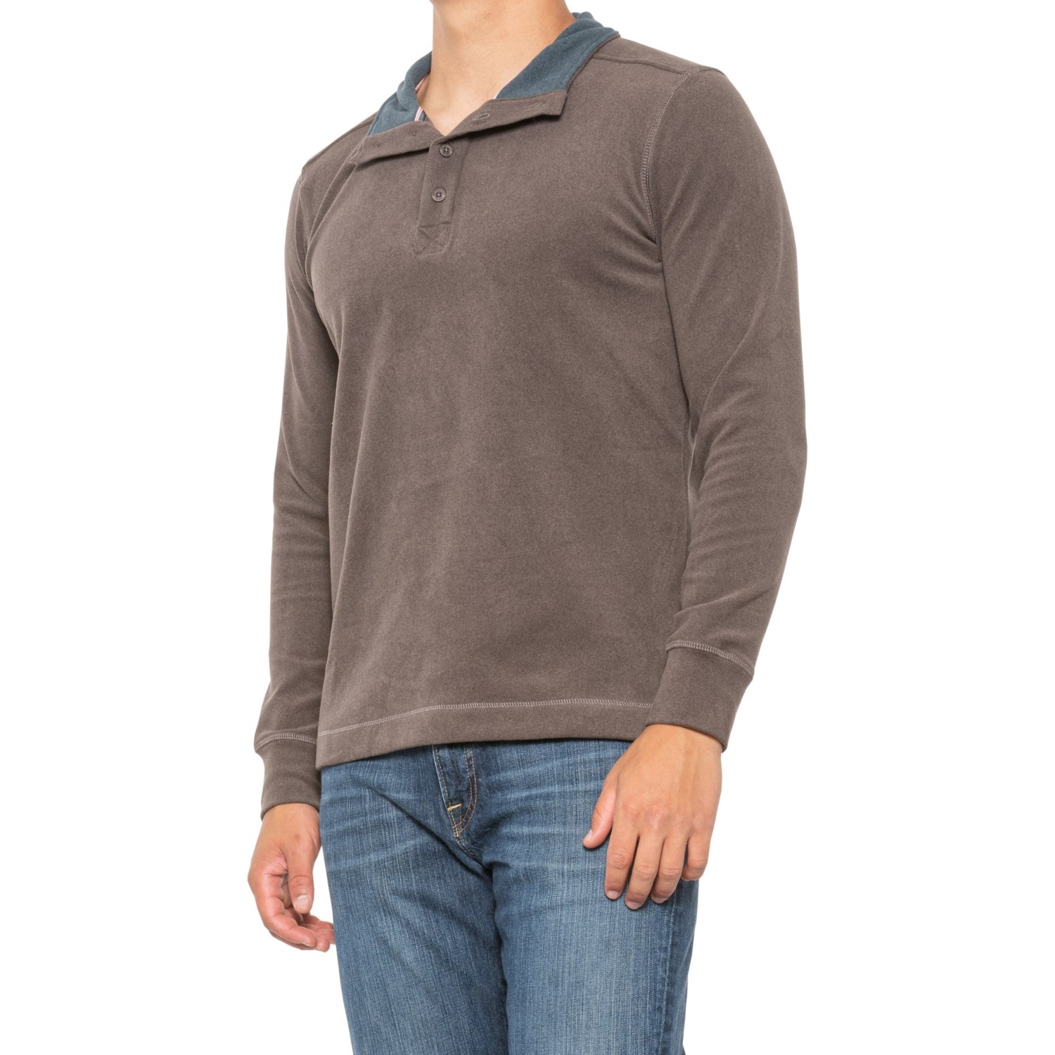 Weatherproof Vintage Sueded Stretch Button Mock-Neck Shirt (For Men ...