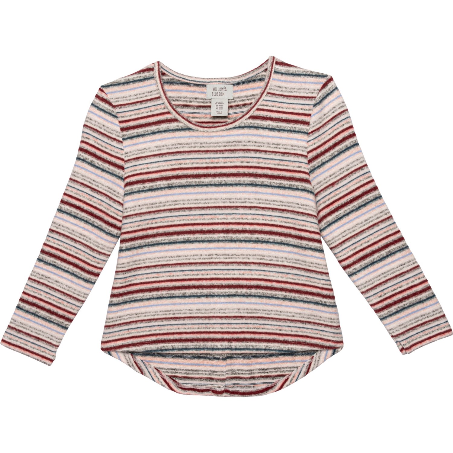 Willow Blossom Big Girls Multi-Stripe Button Back Shirt - Long Sleeve ...